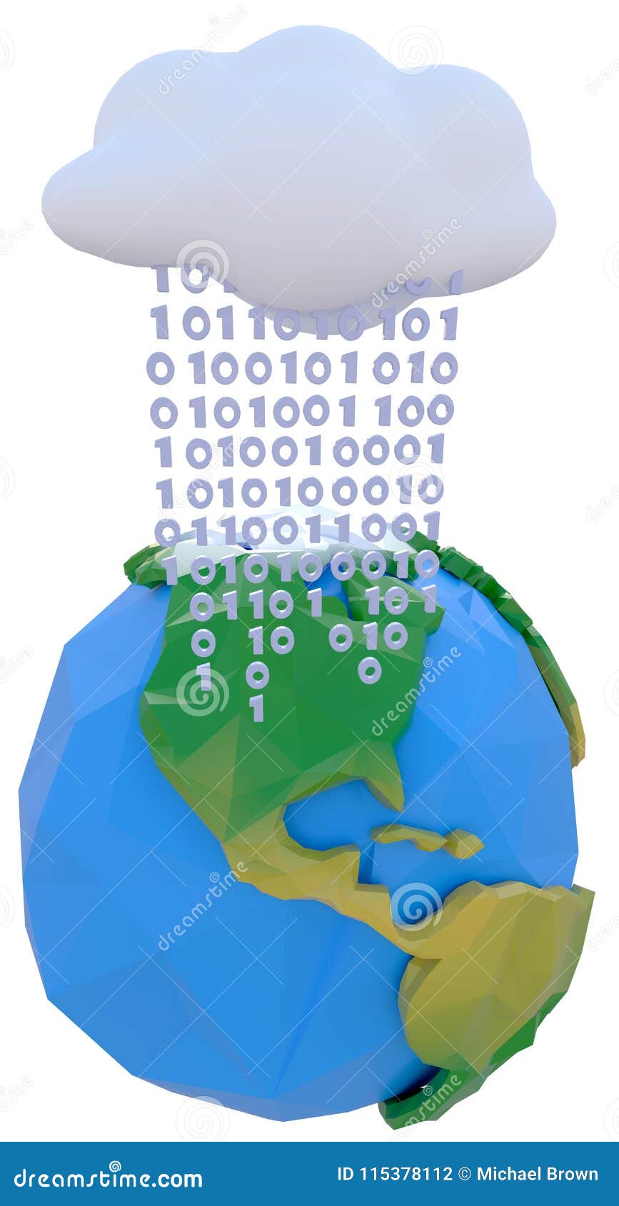 Low Poly Earth Data Global Cloud Storage Stock Illustration ...