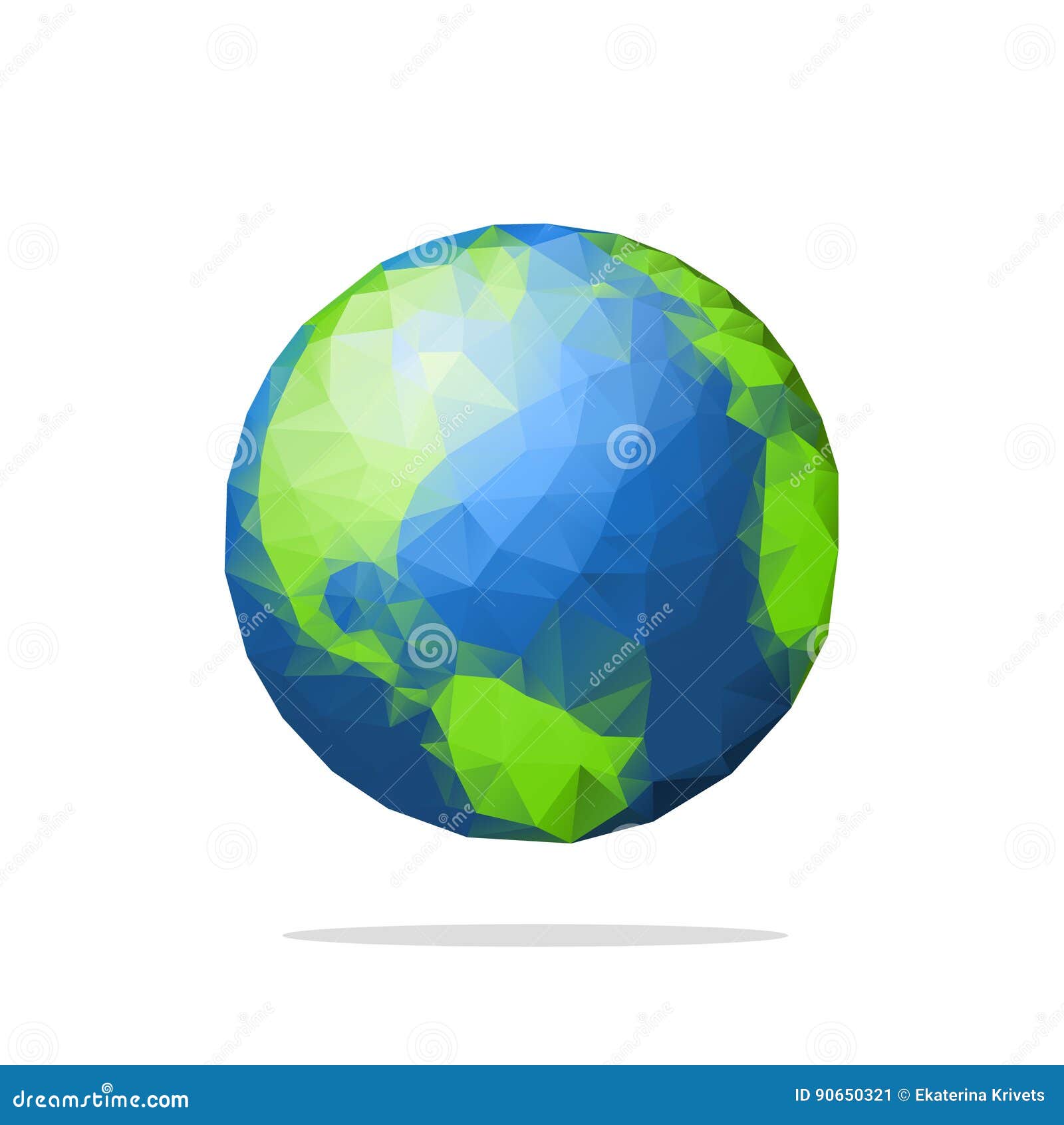 Low Poly Earth Globe with Shadow Stock Illustration - Illustration of ...