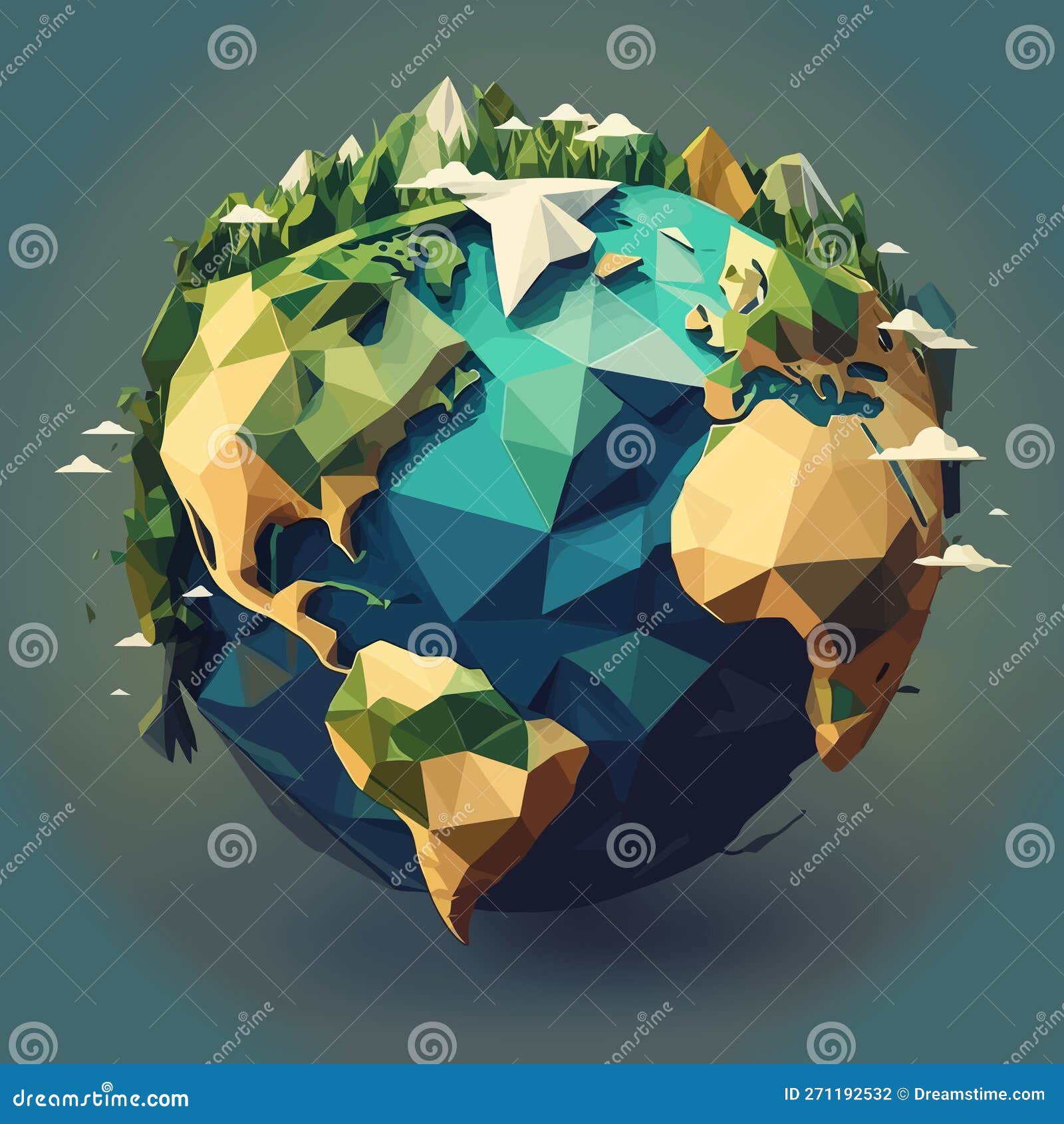 Low Poly Earth Illustration. Polygonal Globe Icon Stock Illustration ...