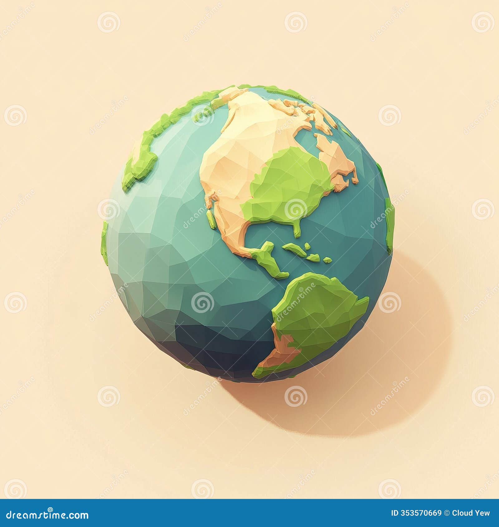 Low Poly Earth Model on Beige Background Stock Illustration ...