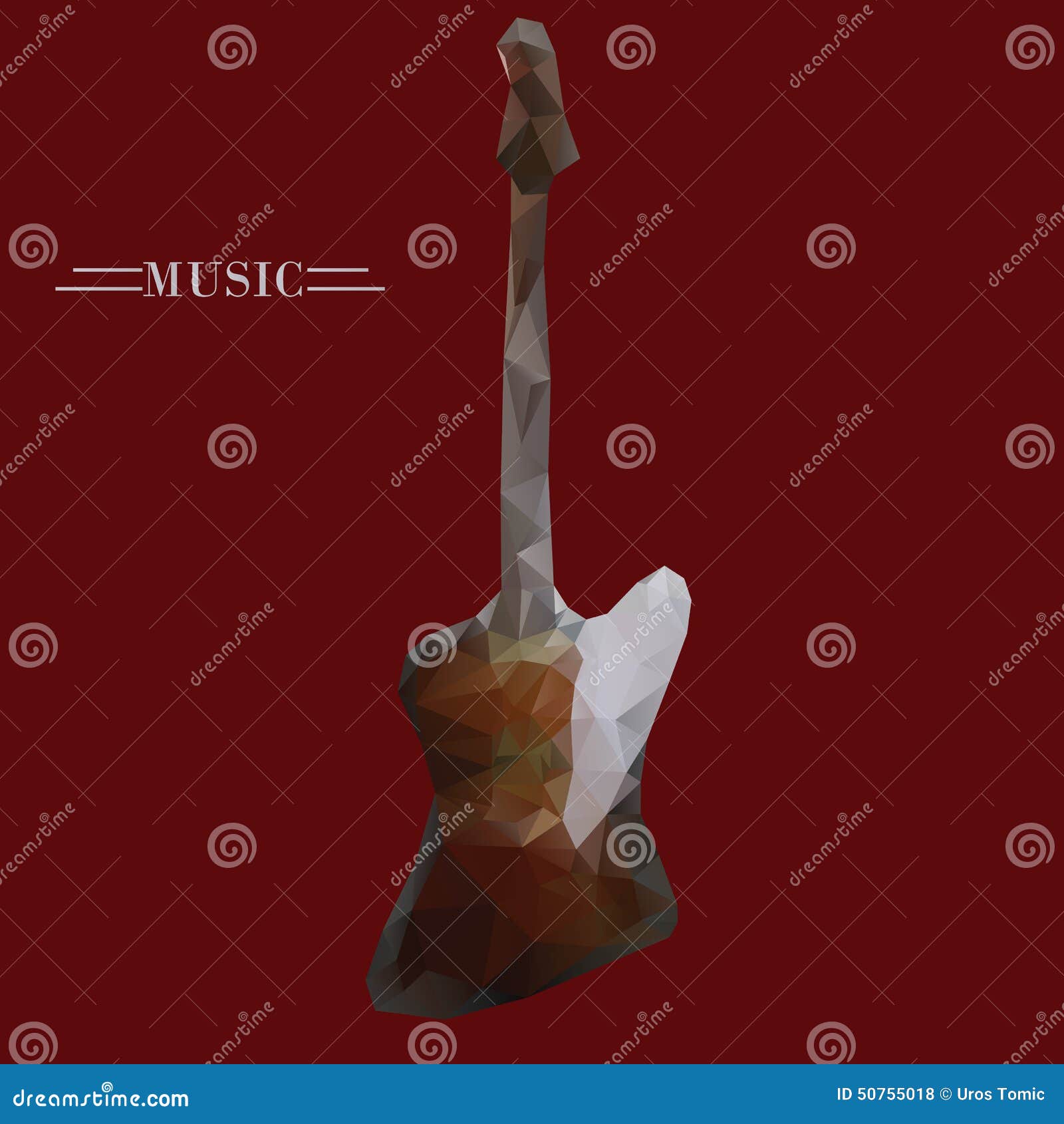 Low Poly Electric Bass Guitar Vector Design. Stock Vector ...
