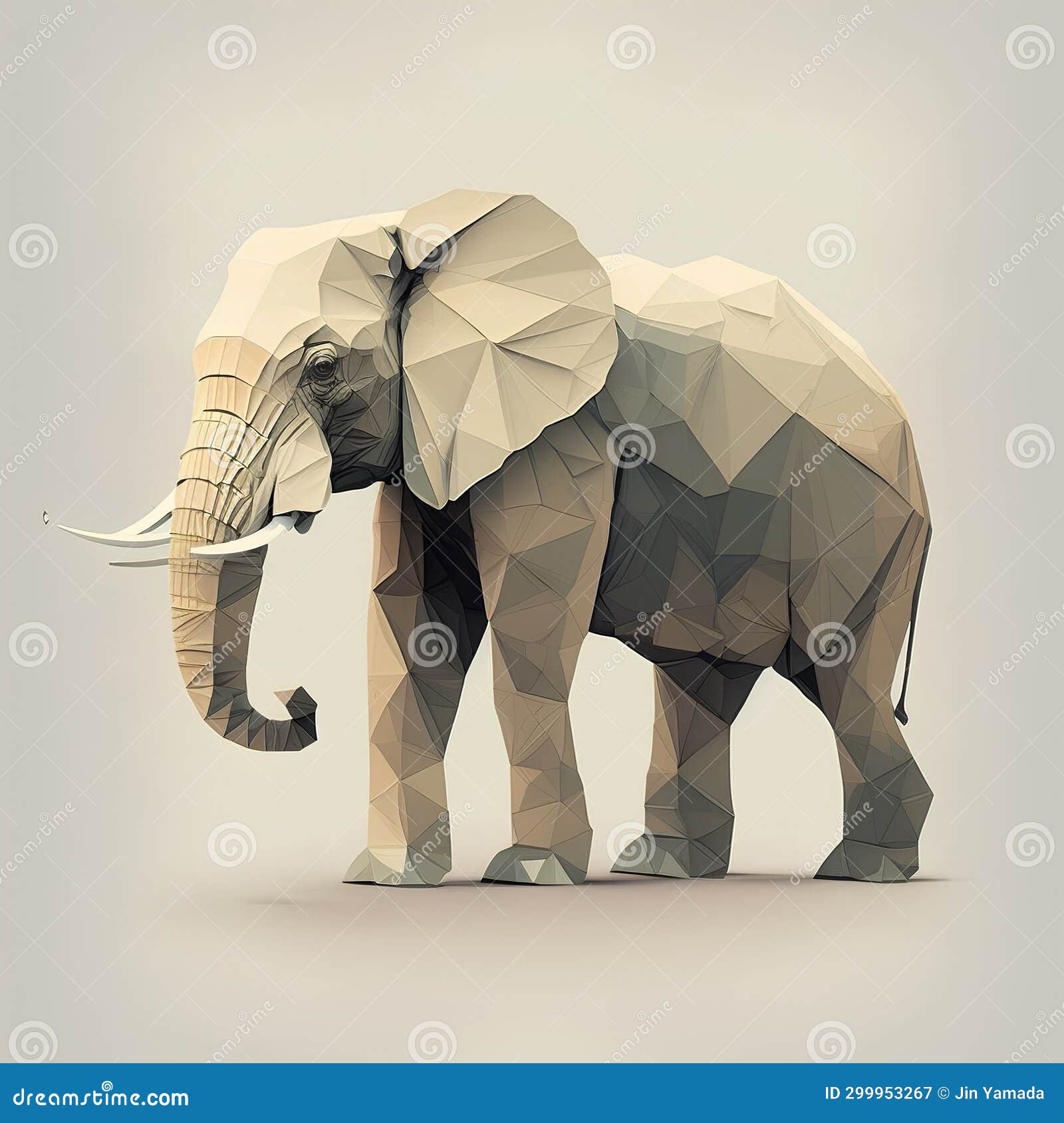 Low Poly Elephant Isolated on White Background. Polygonal Illustration ...