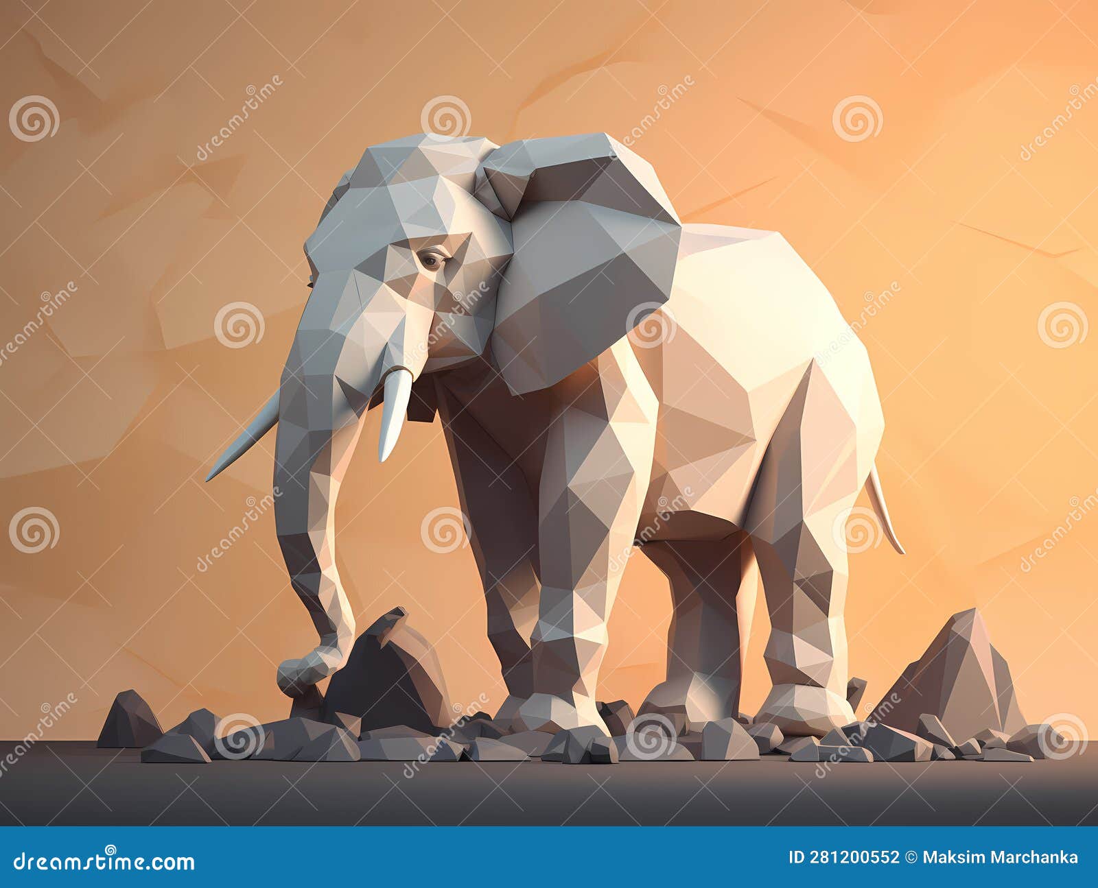 Low Poly Elephant in Nature Background, AI Generated Stock Photo ...