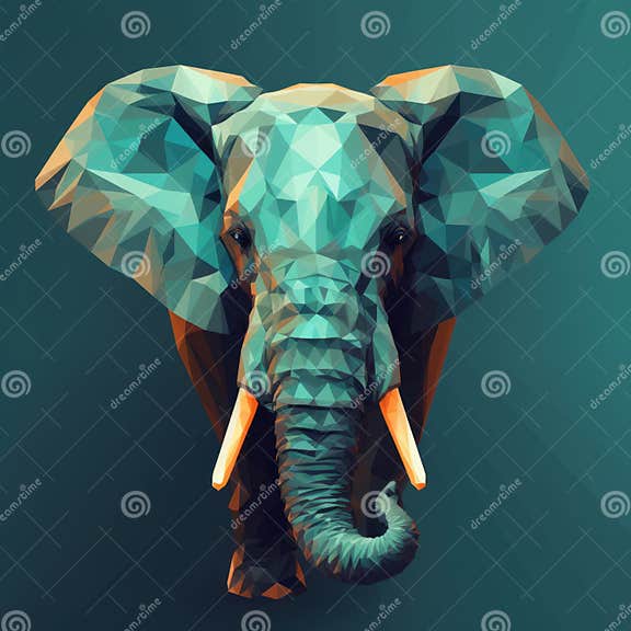 Low Poly Elephant Portrait in Surreal Style Stock Illustration ...