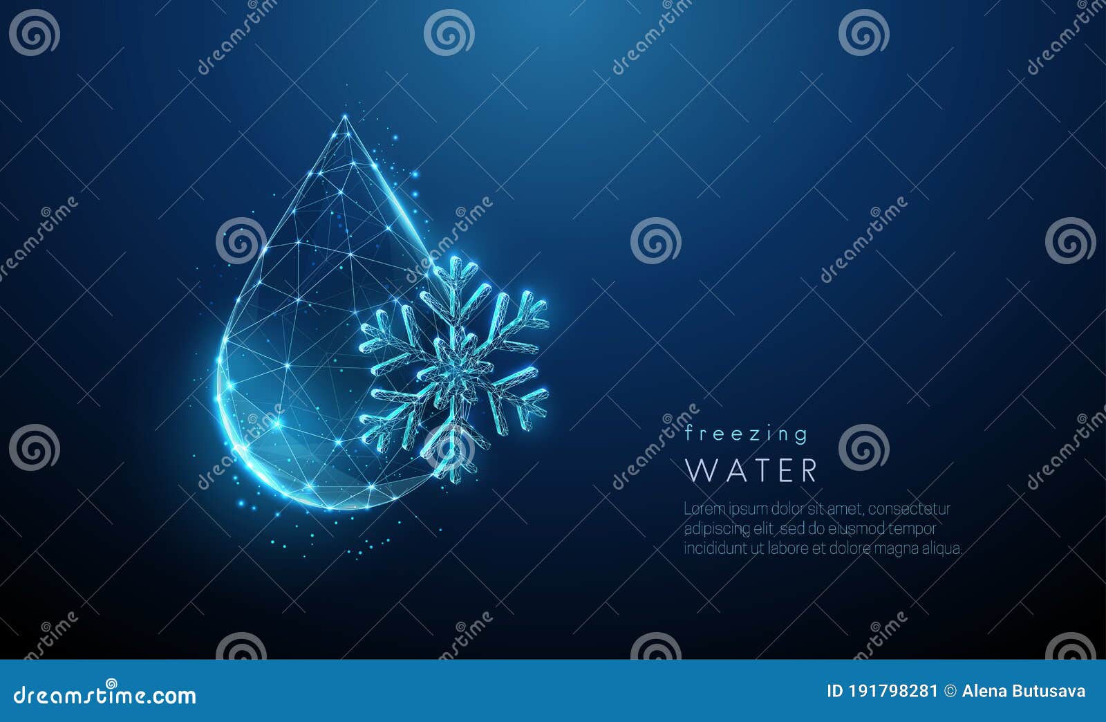 Low Poly Falling Drop of Water and Snowflake. Stock Vector ...