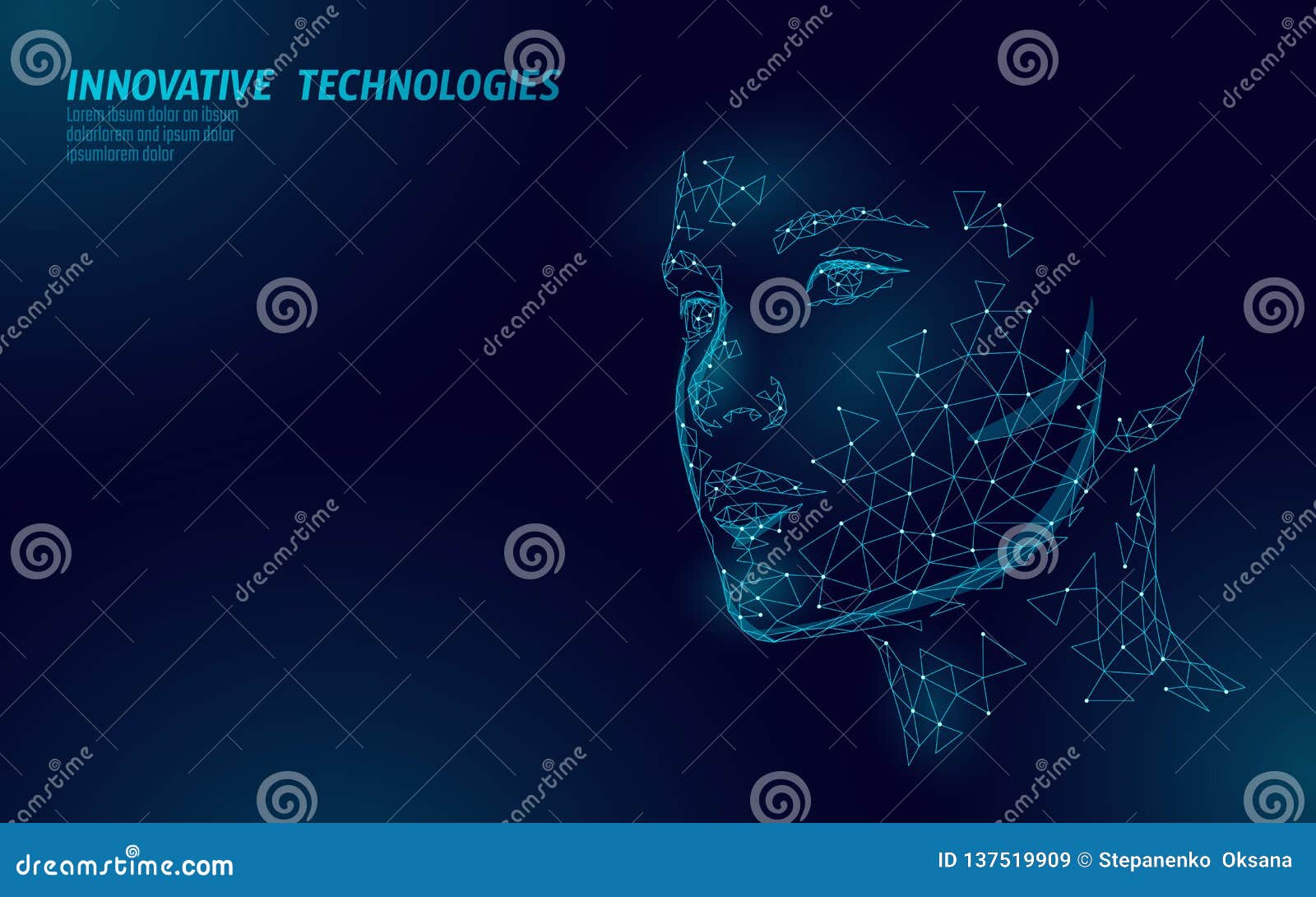Low Poly Female Human Face Biometric Identification. Recognition System ...