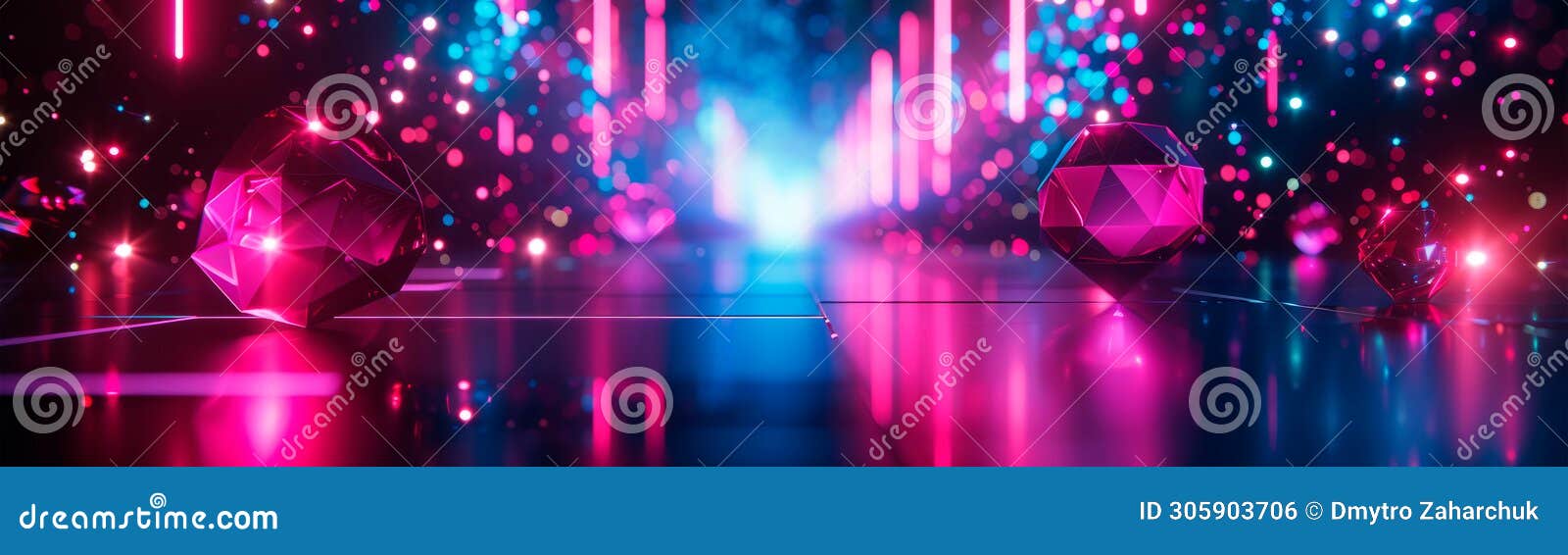 Low Poly Figures Illuminated by Bright Neon Lights Stock Photo - Image ...