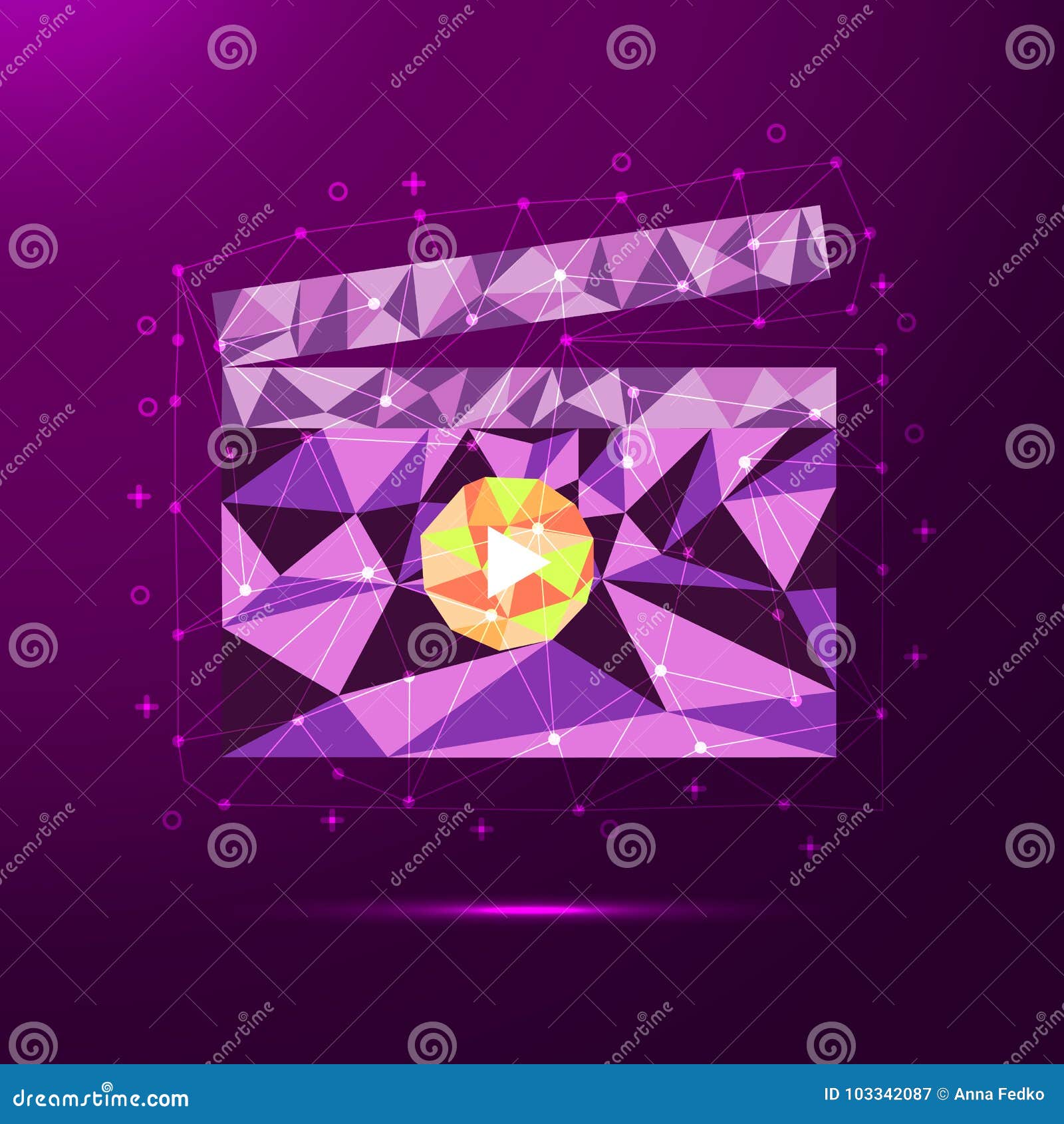 Low Poly Film Icon with Lines and Dots Stock Vector - Illustration of ...