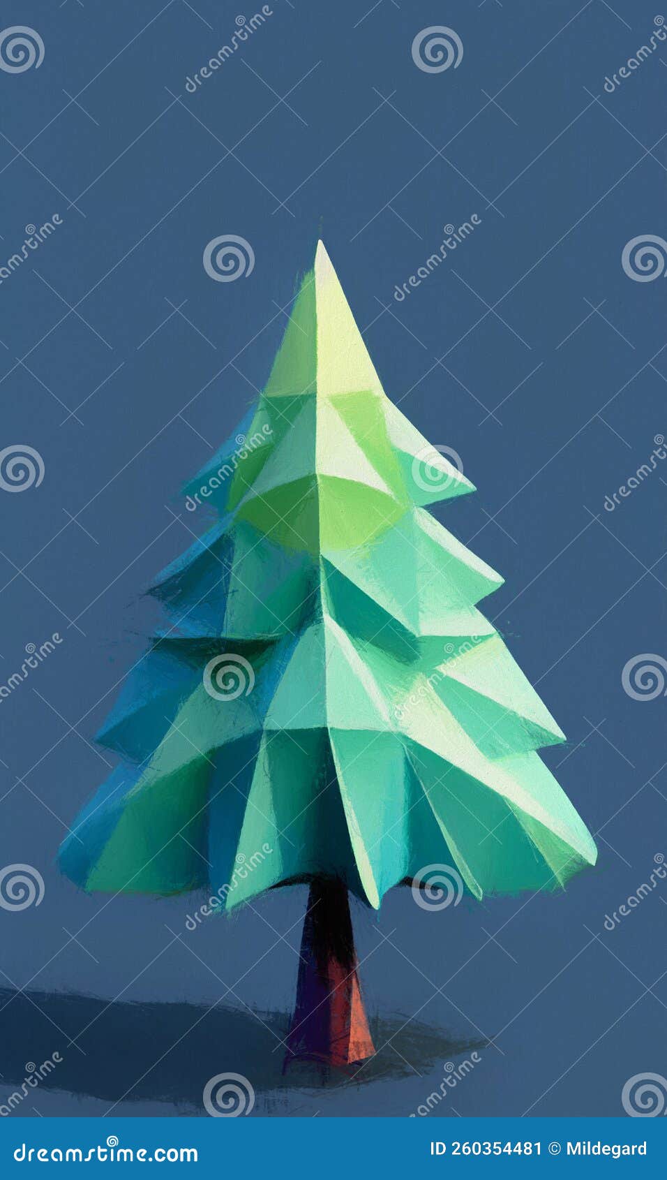 Low Poly Fir Tree - Digital Painting Stock Illustration - Illustration ...