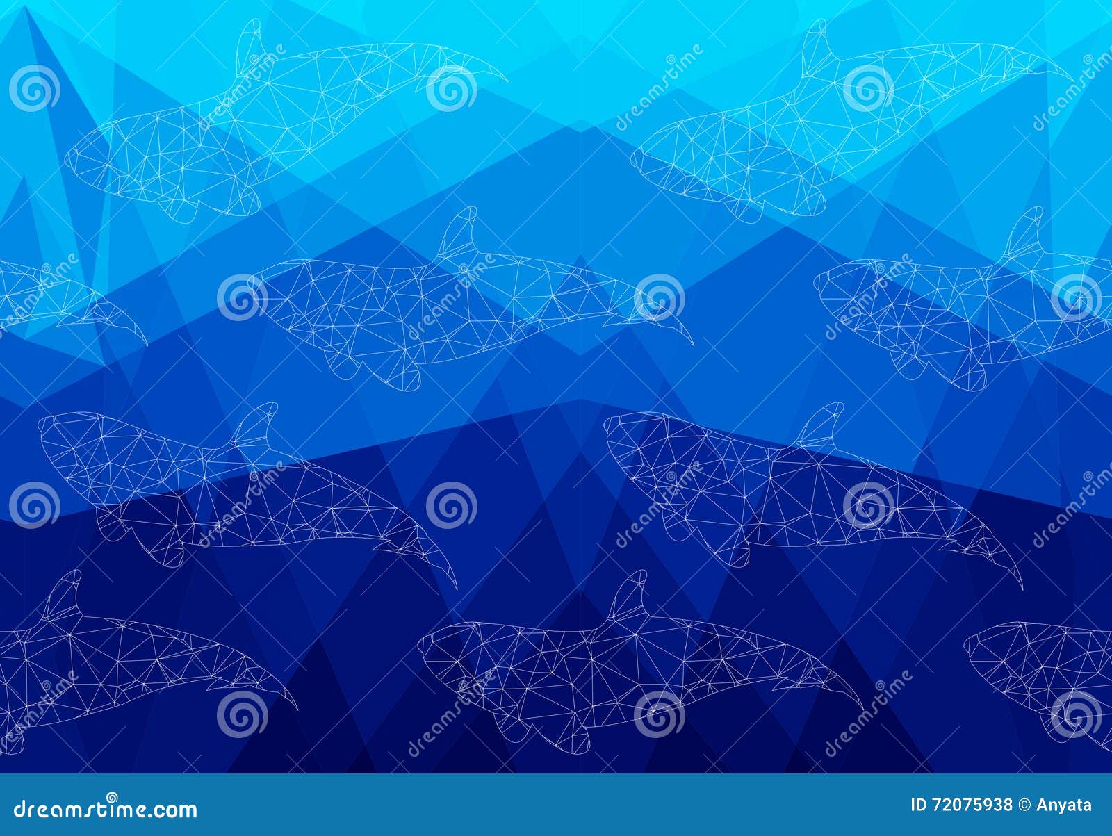 Low poly fish white net stock vector. Illustration of swatch - 72075938