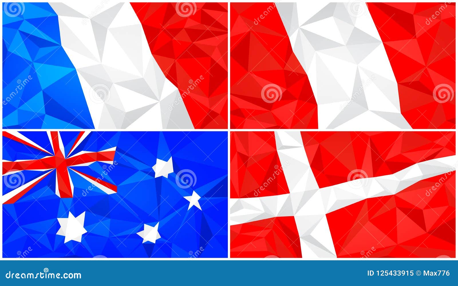 Low Poly Flag, Abstract Polygonal Triangular Background Set 3 Stock ...