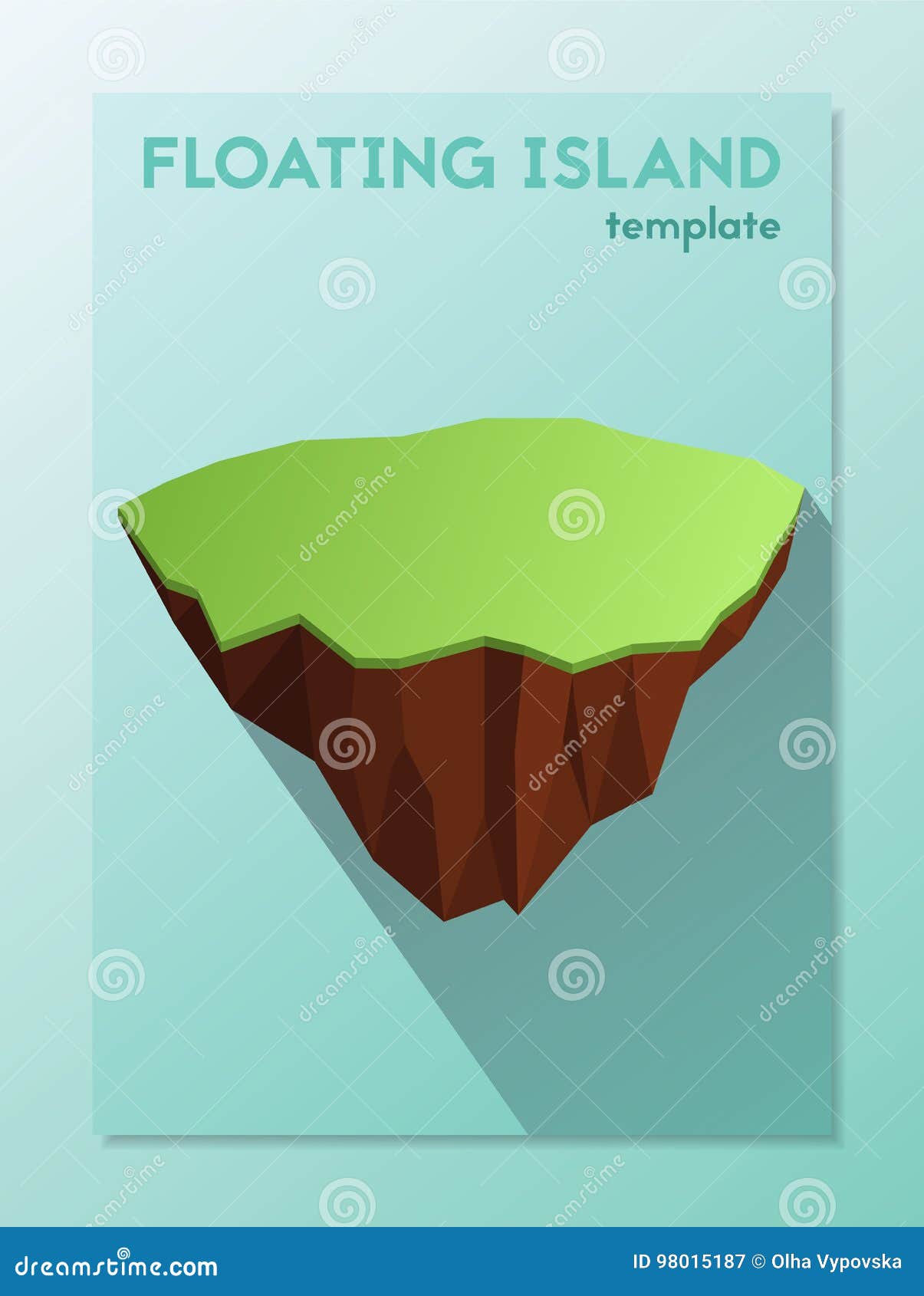Low Poly Floating Island on the Background. Polygonal 3d Design or ...