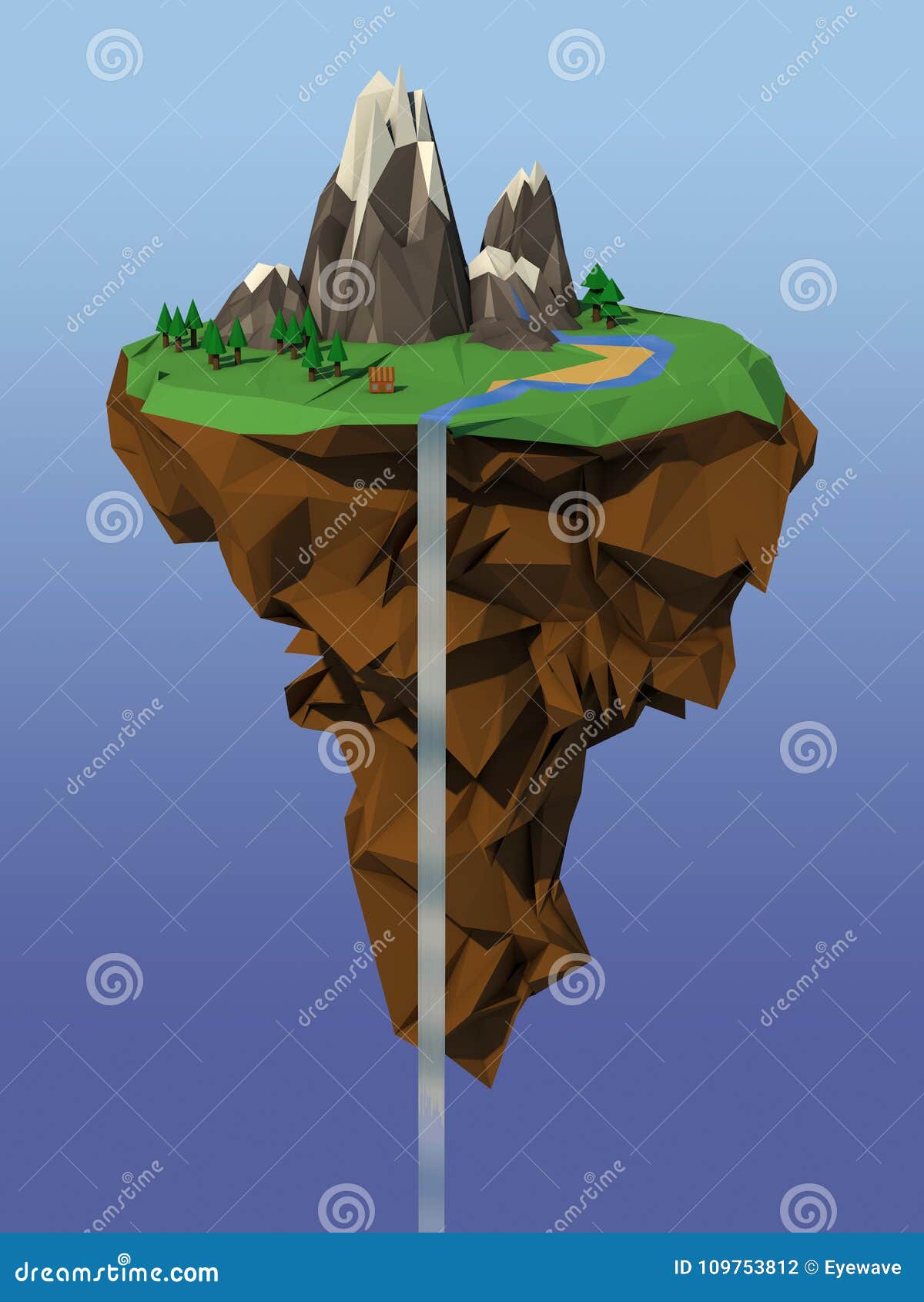 Low Poly floating island stock illustration. Illustration of poly ...