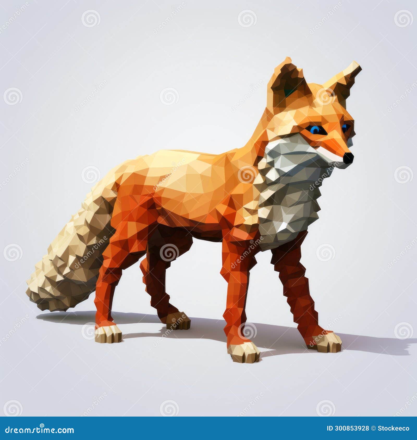 Low Poly Fox Illustration with Realistic Impressionistic Colors Stock ...
