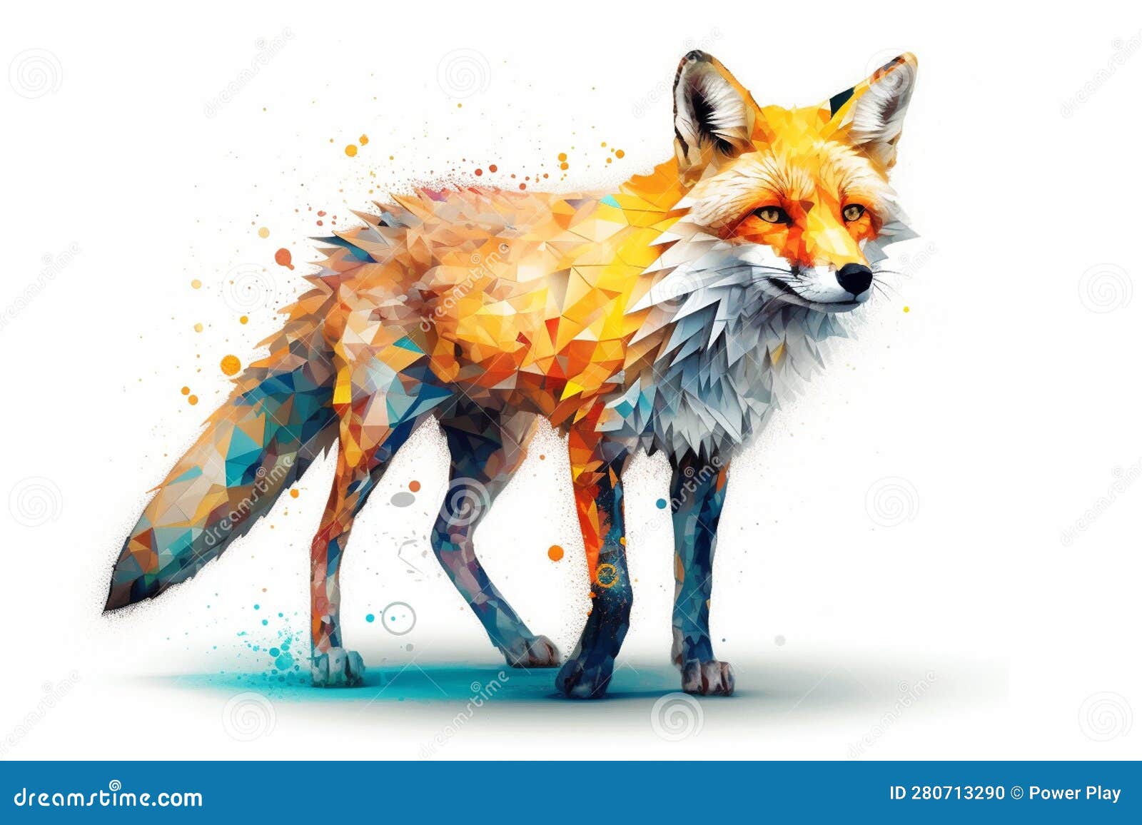 Low Poly Fox Isolated on White Background. Polygonal Style Illustration ...