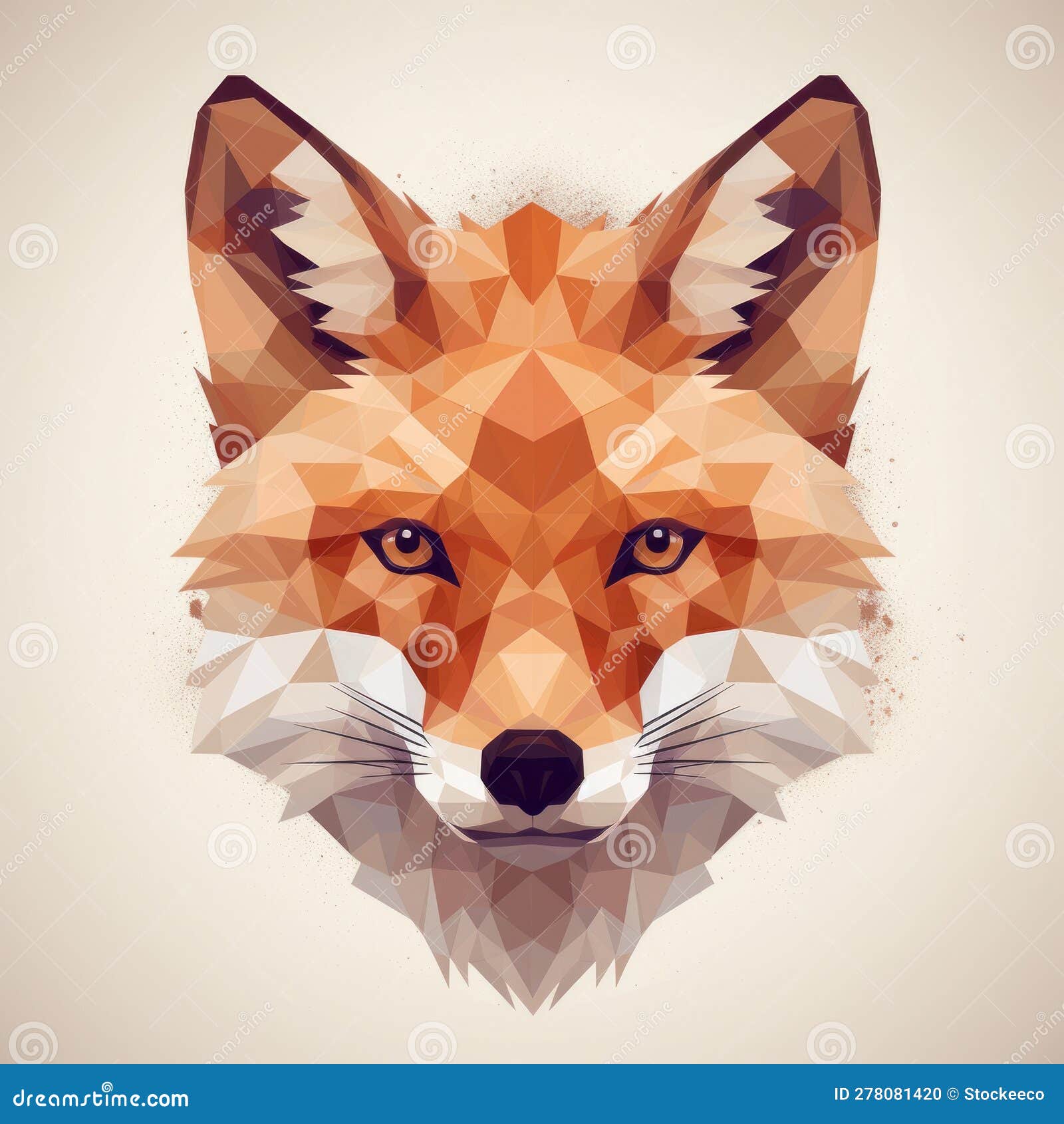 Surreal Low Poly Fox Portrait In Detailed Optical Illusion Style ...