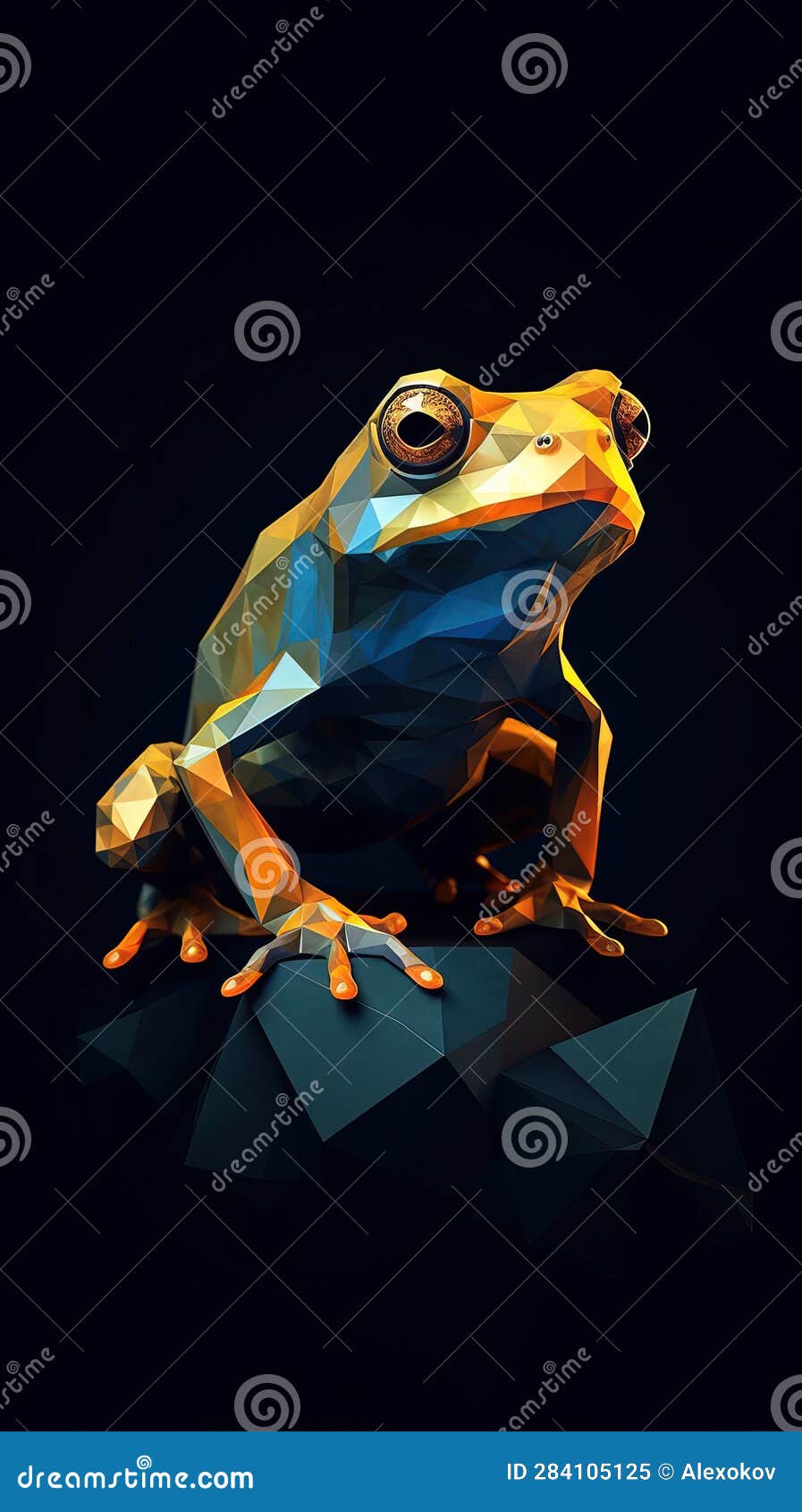 Low Poly Frog on Dark Background. Stock Illustration - Illustration of ...