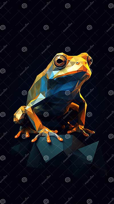 Low Poly Frog on Dark Background. Stock Illustration - Illustration of ...