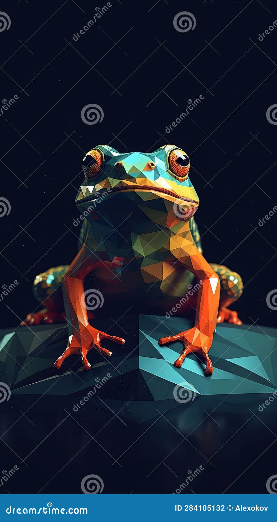 Low Poly Frog on Dark Background. Stock Illustration - Illustration of ...