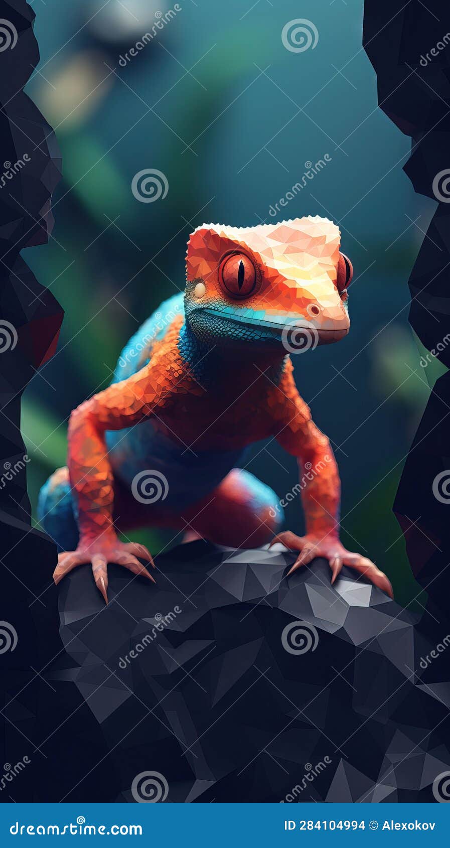 Low Poly Gecko on Dark Background. Stock Illustration - Illustration of ...