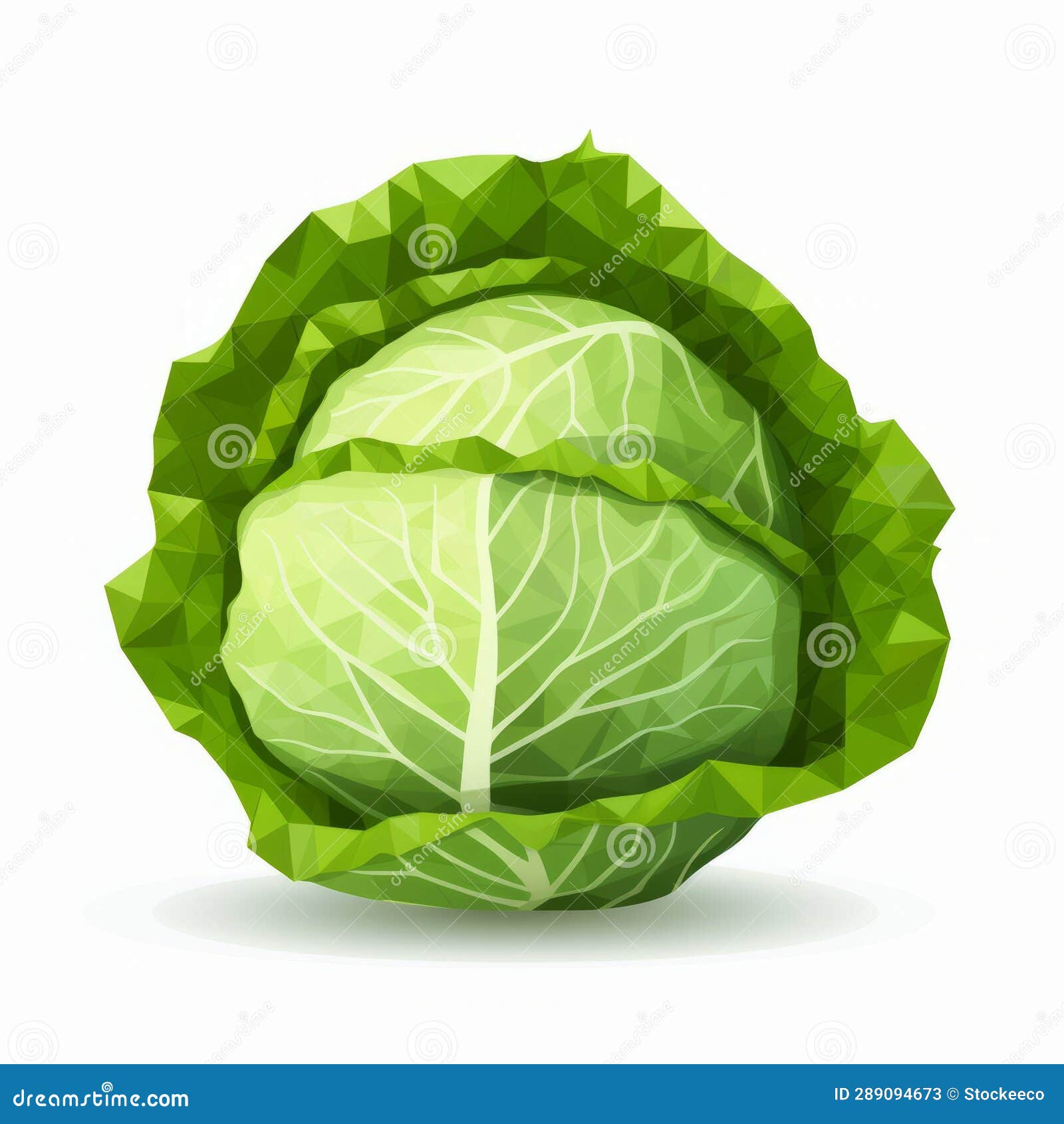 Low Poly Cabbage Icon - Realistic Painted Still Life Stock Illustration ...