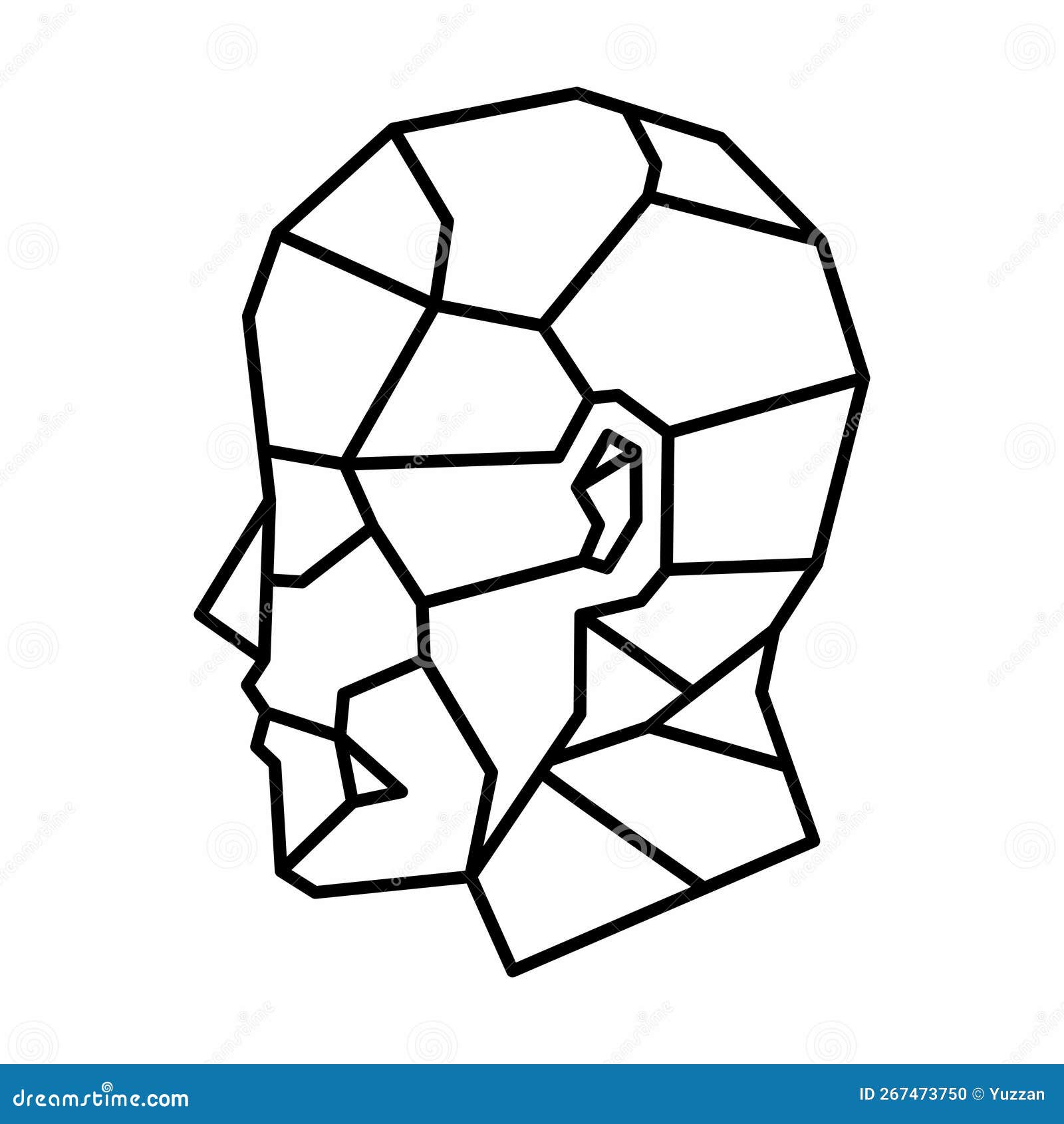 Low Poly Geometric Artificial Intelligence Head Vector Outline Stock ...
