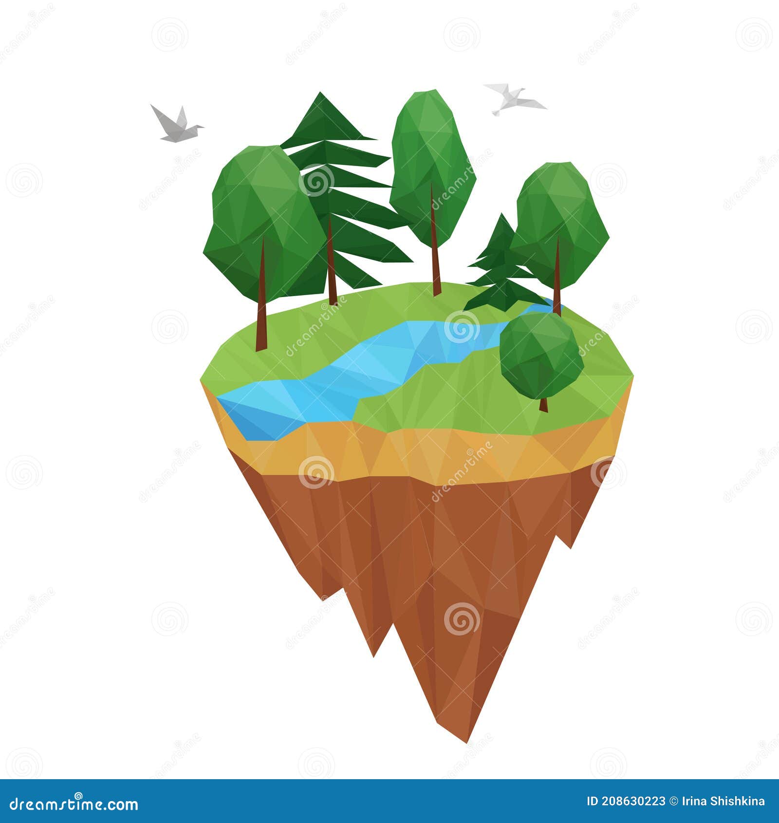 Low Poly Geometric Island. Vector Nature Concept Stock Vector ...