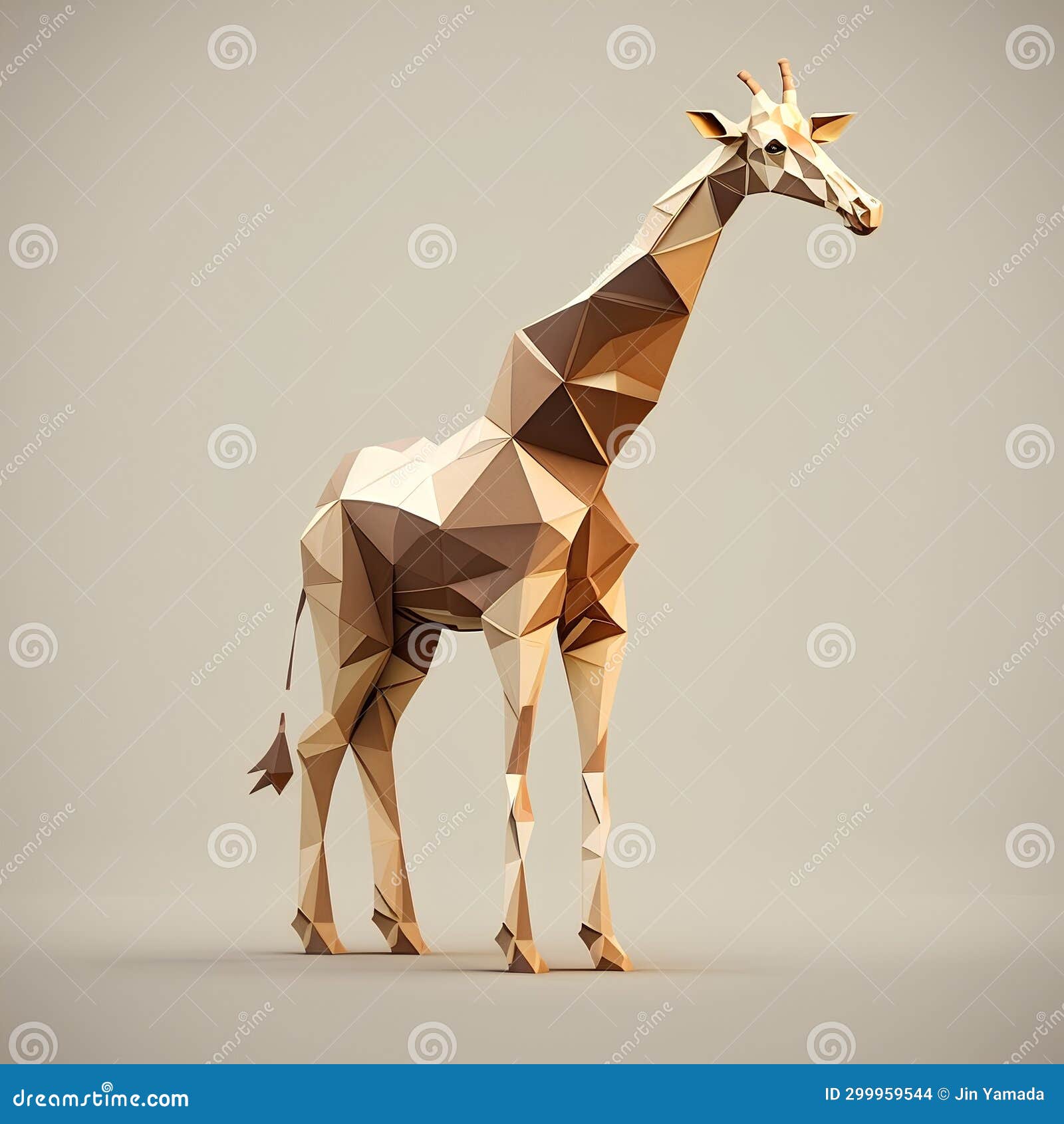 Low Poly Giraffe Isolated on Beige Background, 3d Render Stock ...