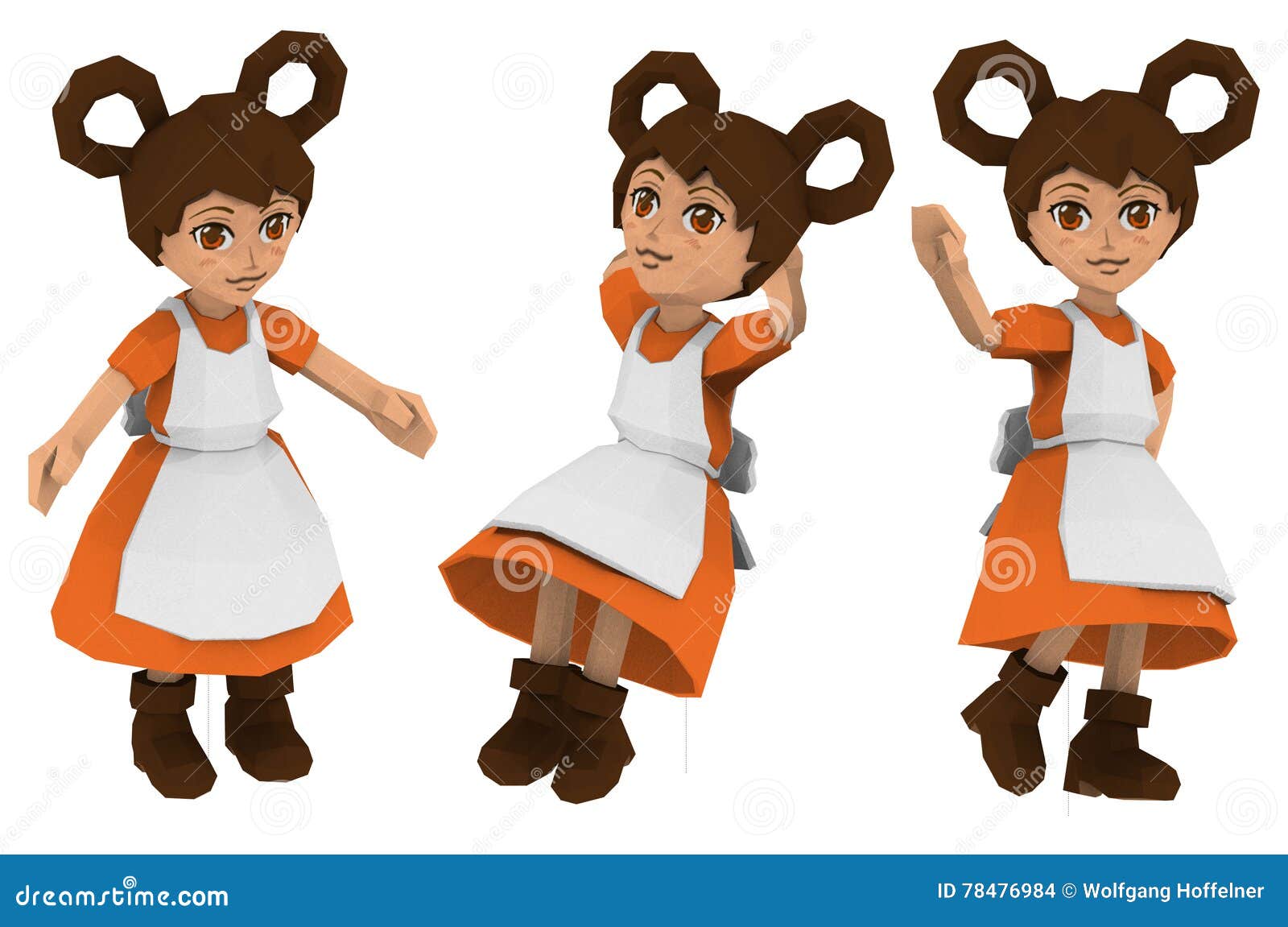 Low Poly Girl stock photo. Illustration of anime, animated - 78476984