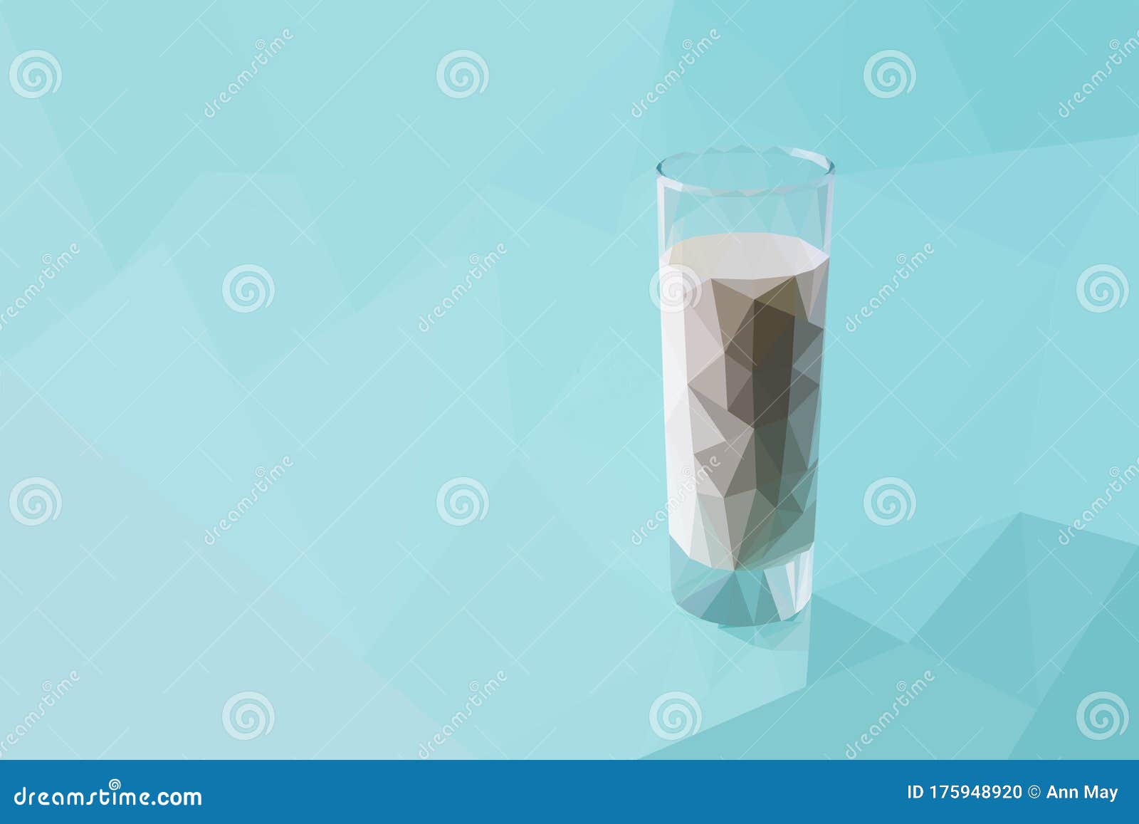 Low Poly Glass of Milk on Light Blue Background Stock Illustration ...