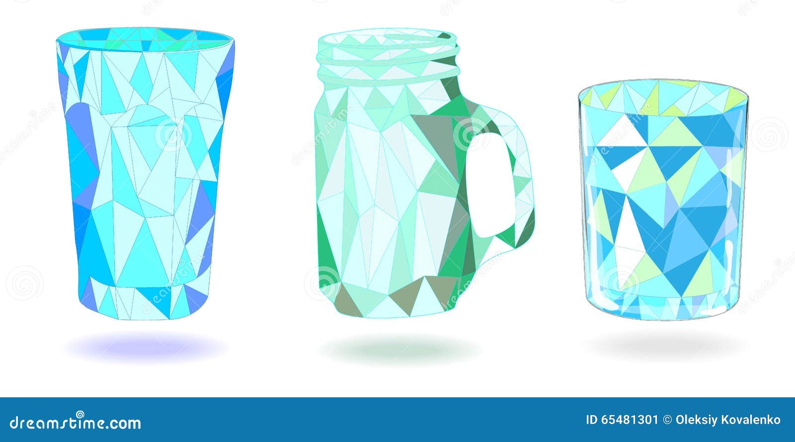 Low Poly Glass set stock vector. Illustration of bright - 65481301