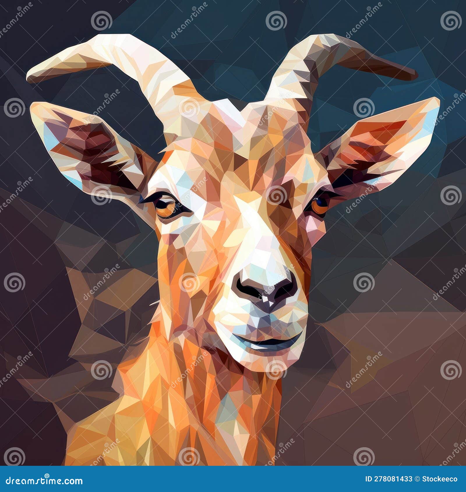 Low Poly Goat Portrait in Surreal Style Stock Illustration ...