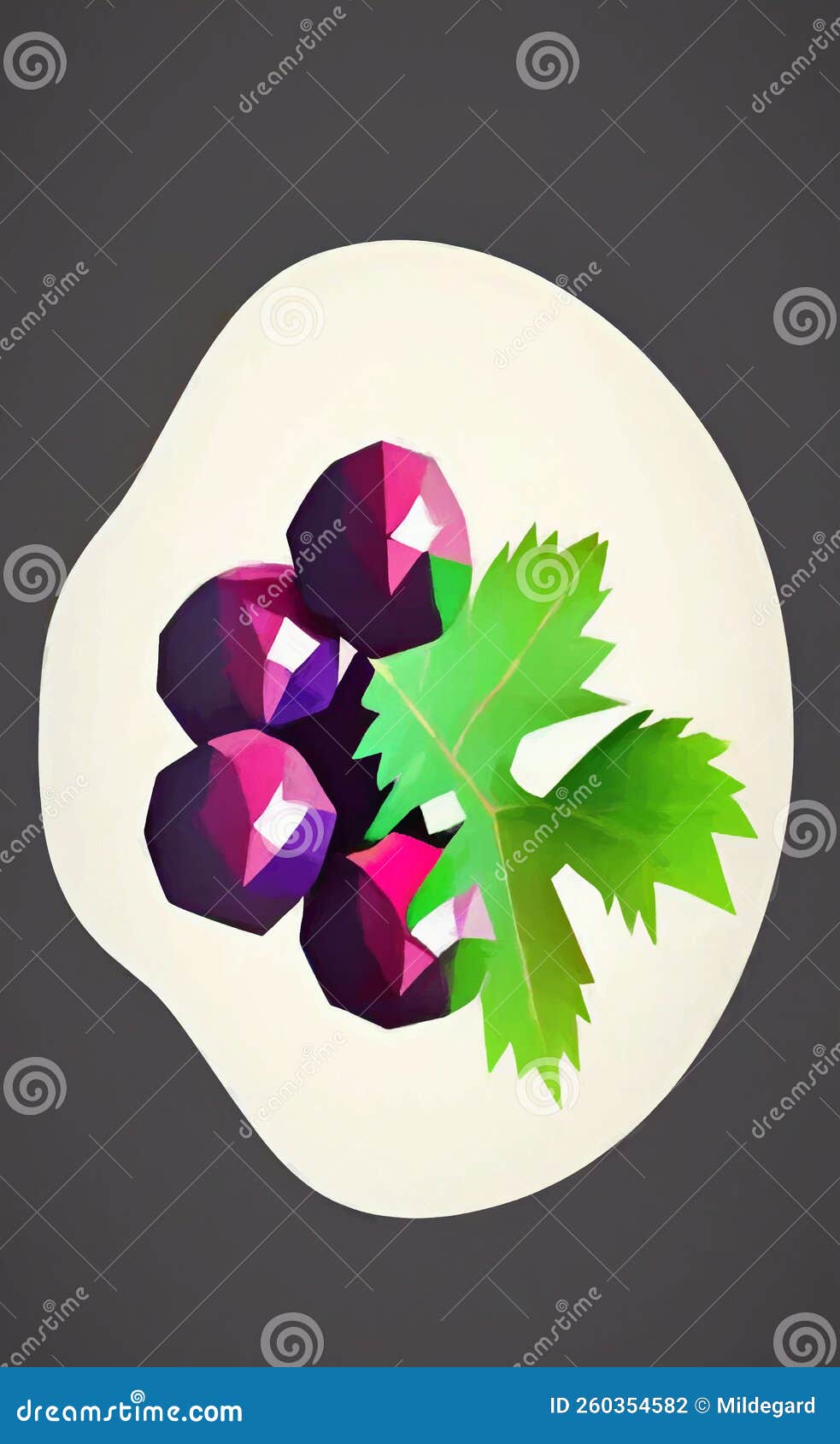 Low Poly Grapes - Stylized Digital Art Stock Illustration ...