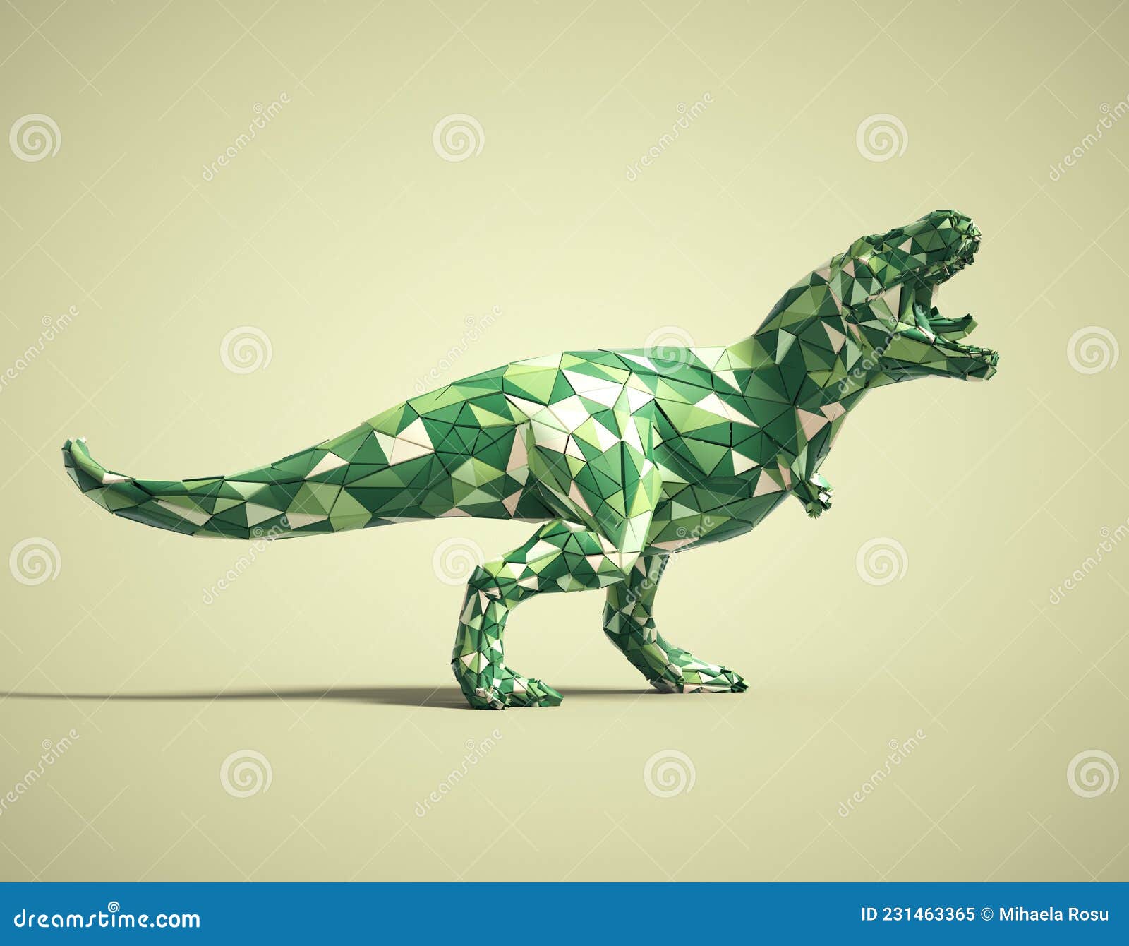 Low poly green dinosaur stock illustration. Illustration of background ...