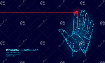 Low Poly Hand Scan Cyber Security. Personal Identification Fingerprint ...