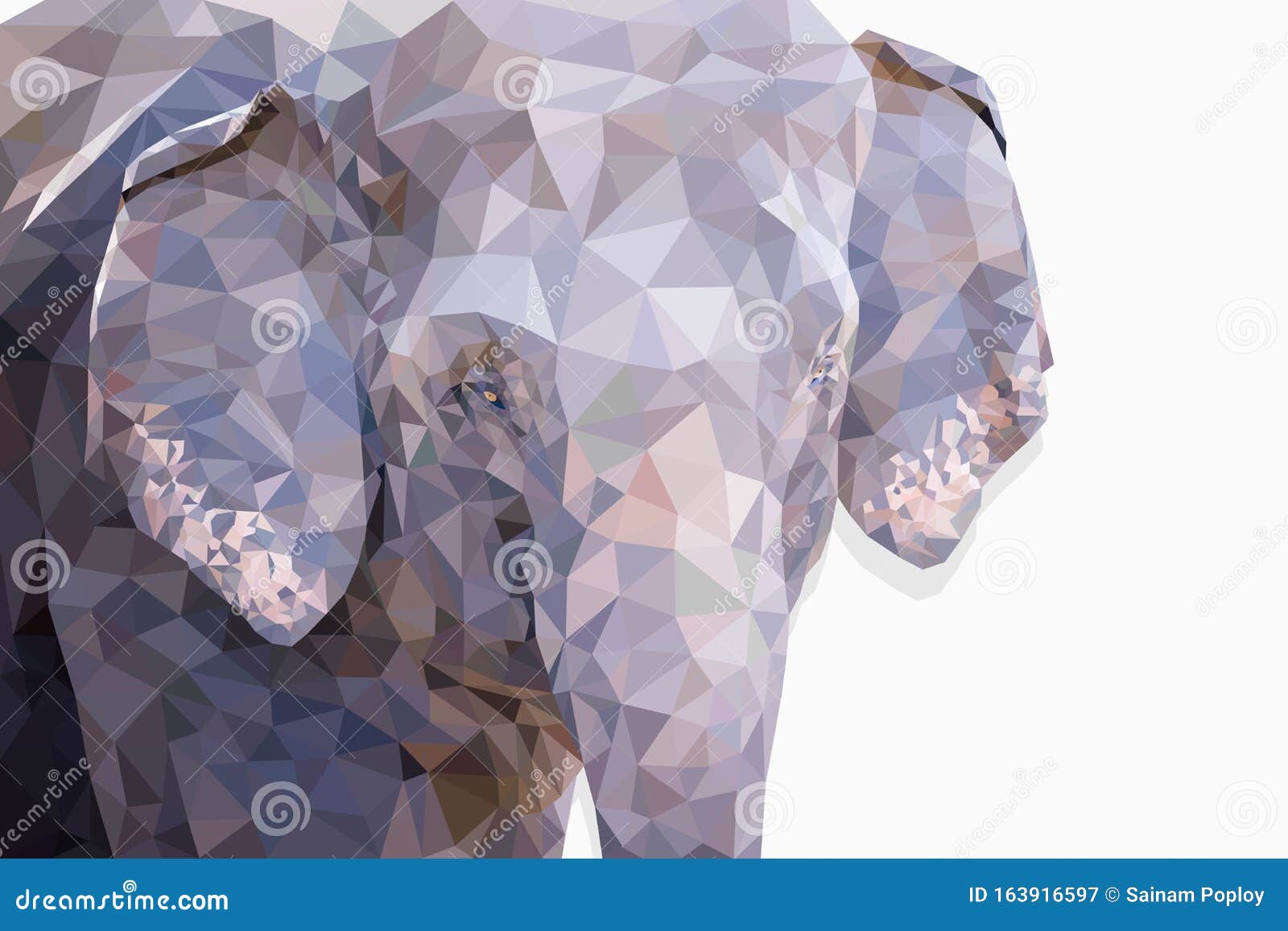 Low Poly the Head of Elephant on White Background. Stock Vector ...