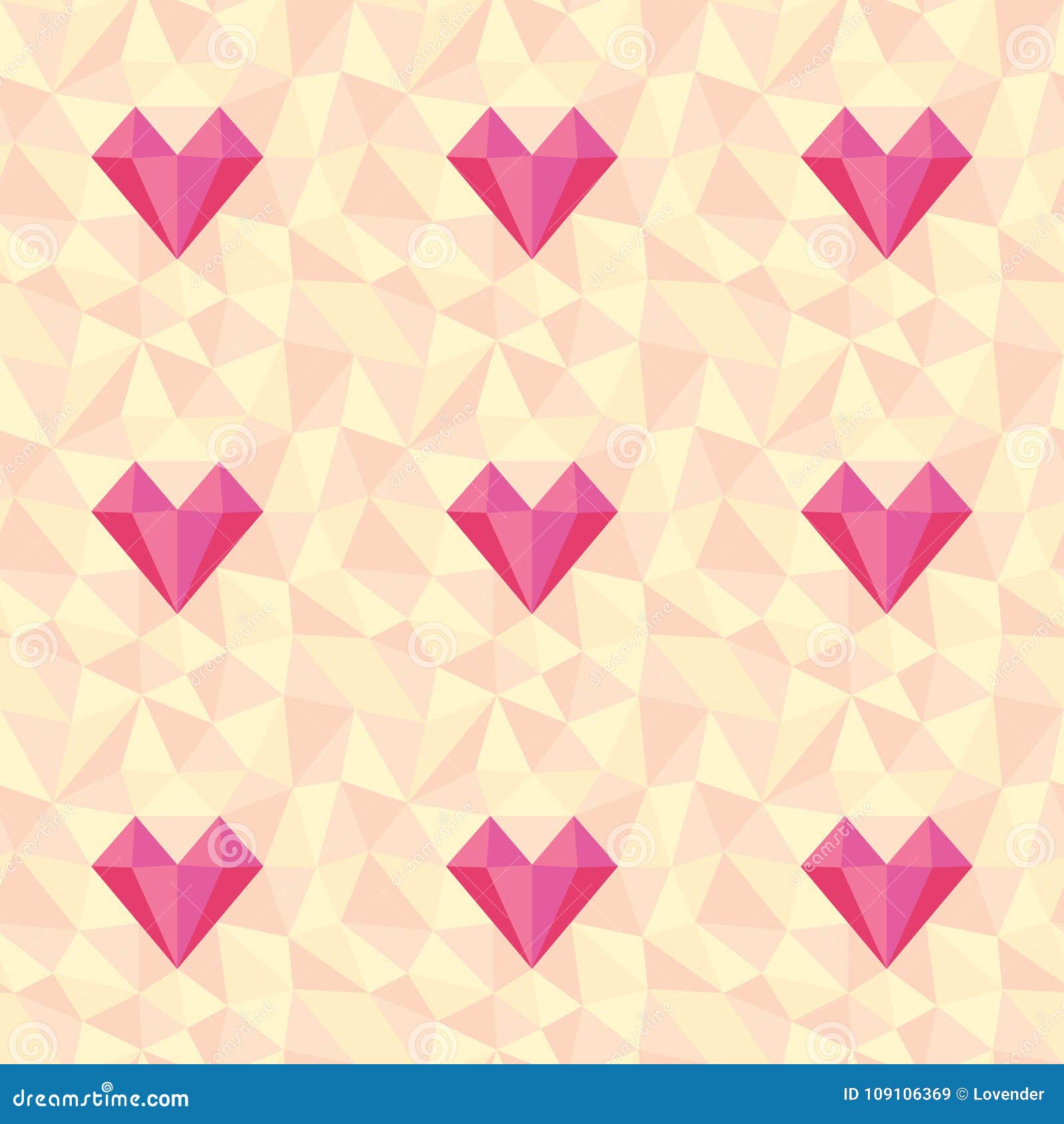 Low Poly Heart Pattern. Vector Seamless Love Background Stock Vector ...