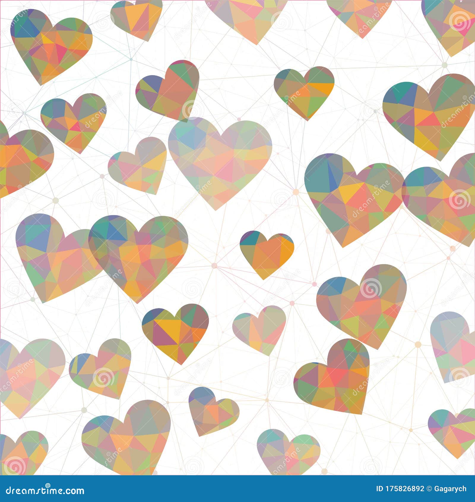 Low Poly Hearts. stock vector. Illustration of love - 175826892