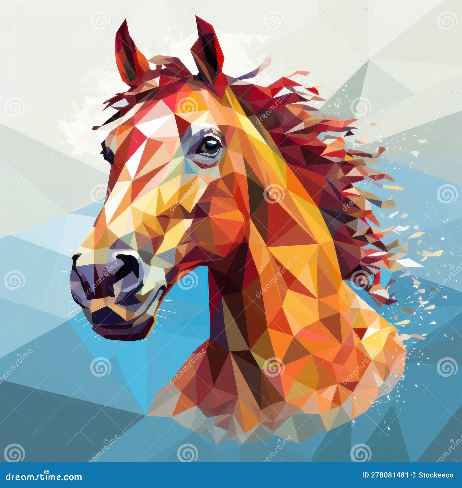Low Poly Horse Portrait in Surreal Style Stock Illustration ...