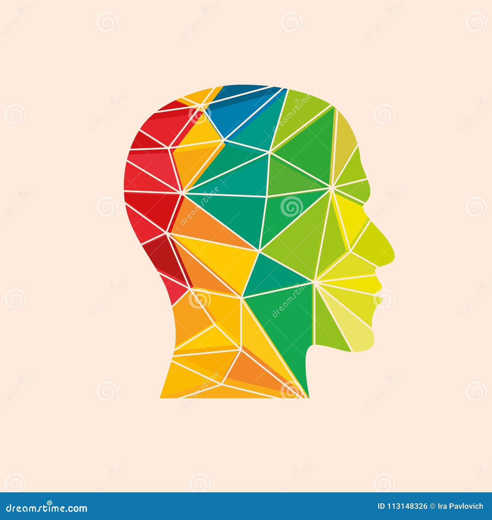 Low Poly Human Head on the White Background Stock Illustration ...