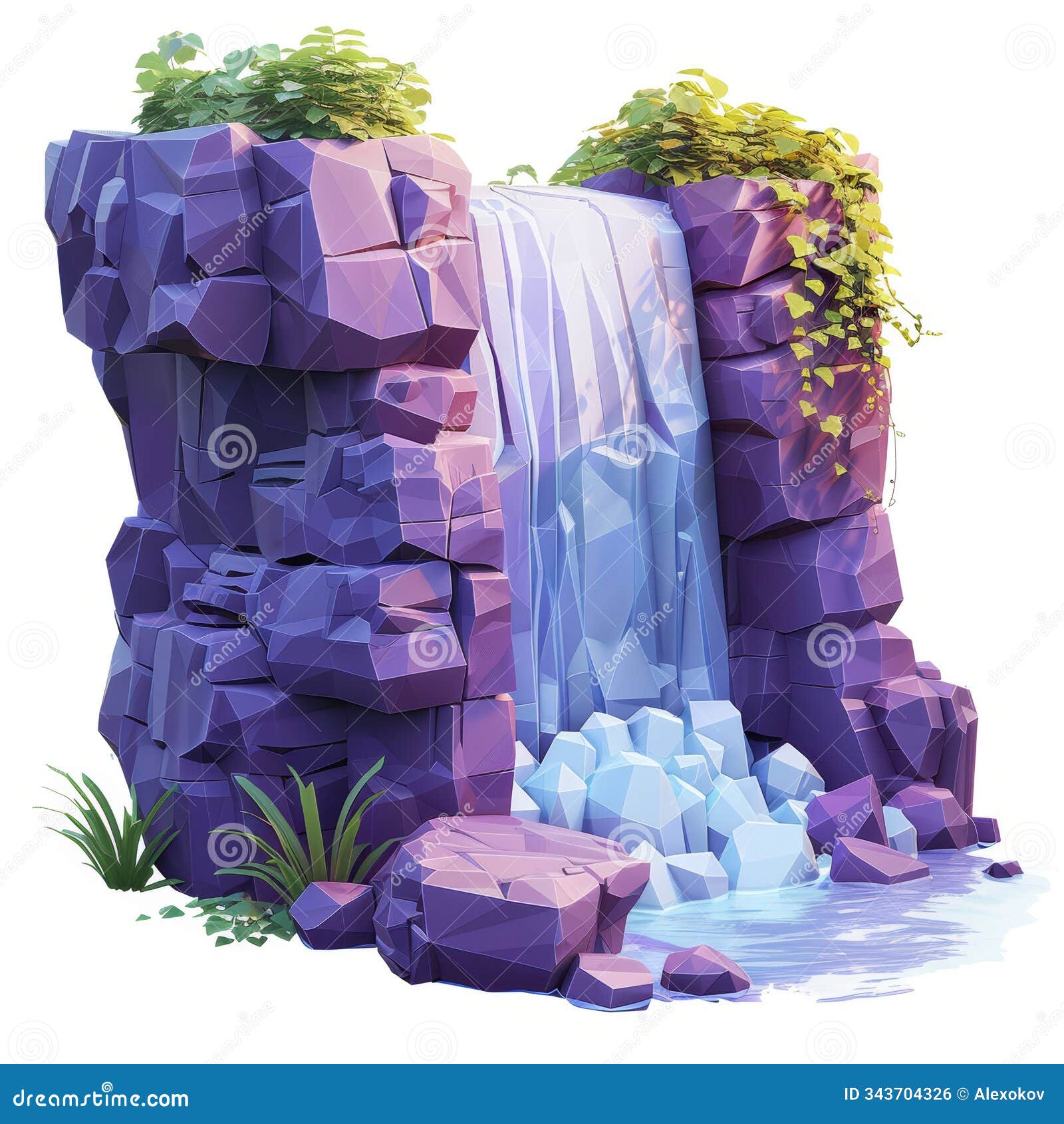 Low Poly Hydroelectric Power Generation Waterfall for Eco Environmental ...