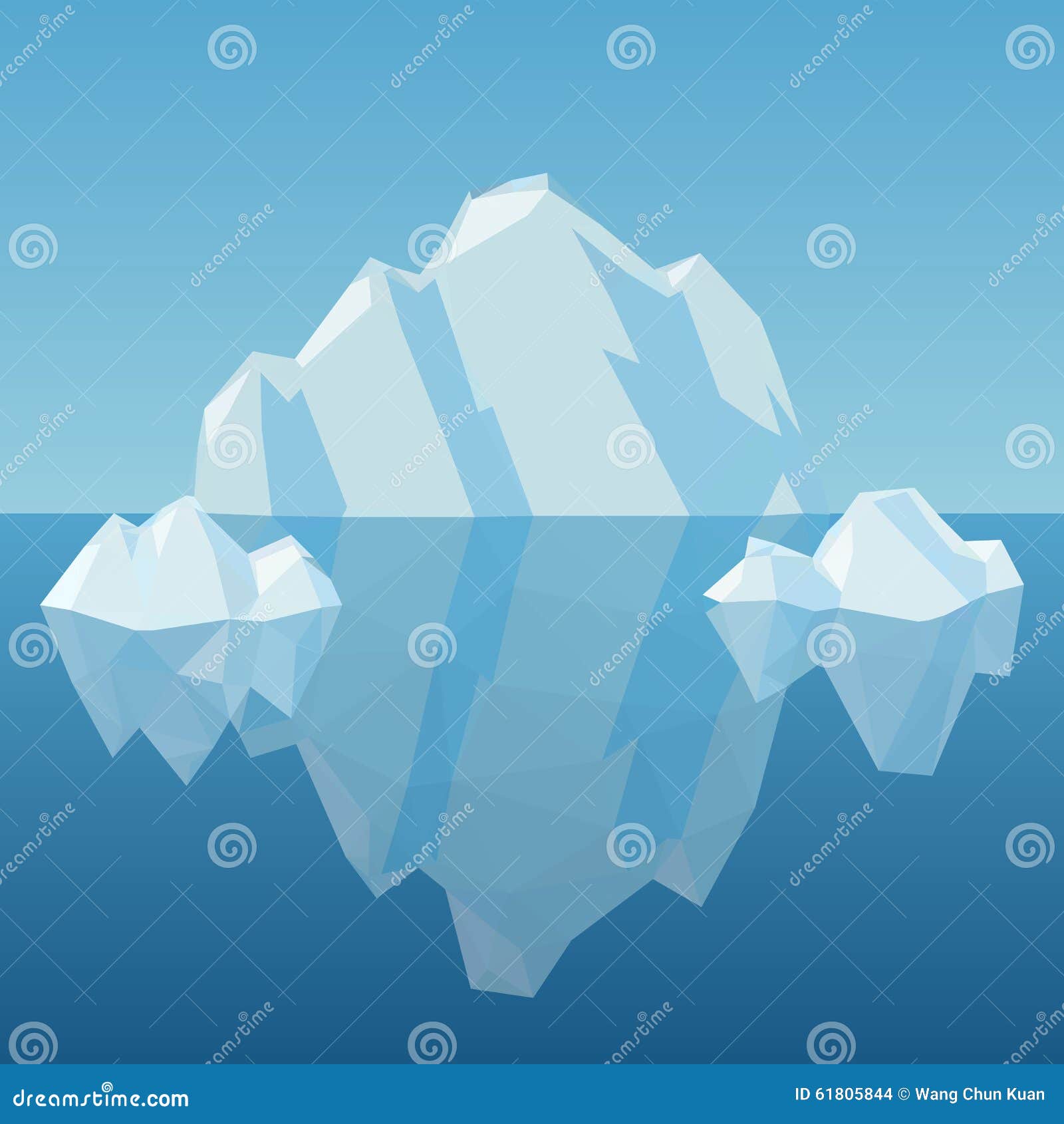 Low Poly Iceberg Illustration With Blue And White Geometric Shapes ...