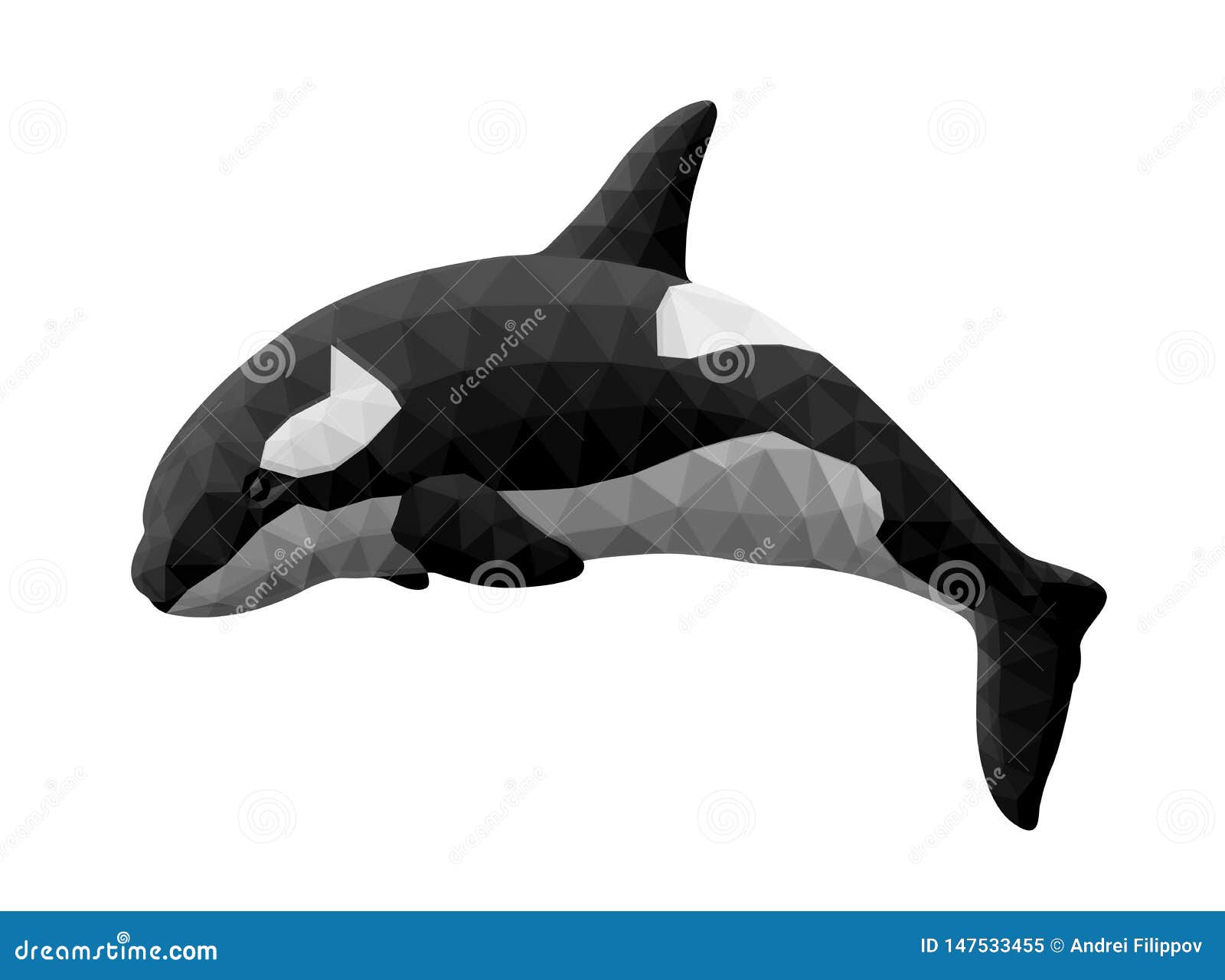 Low Poly Illustration with Isolated Beautiful Orca Stock Vector ...