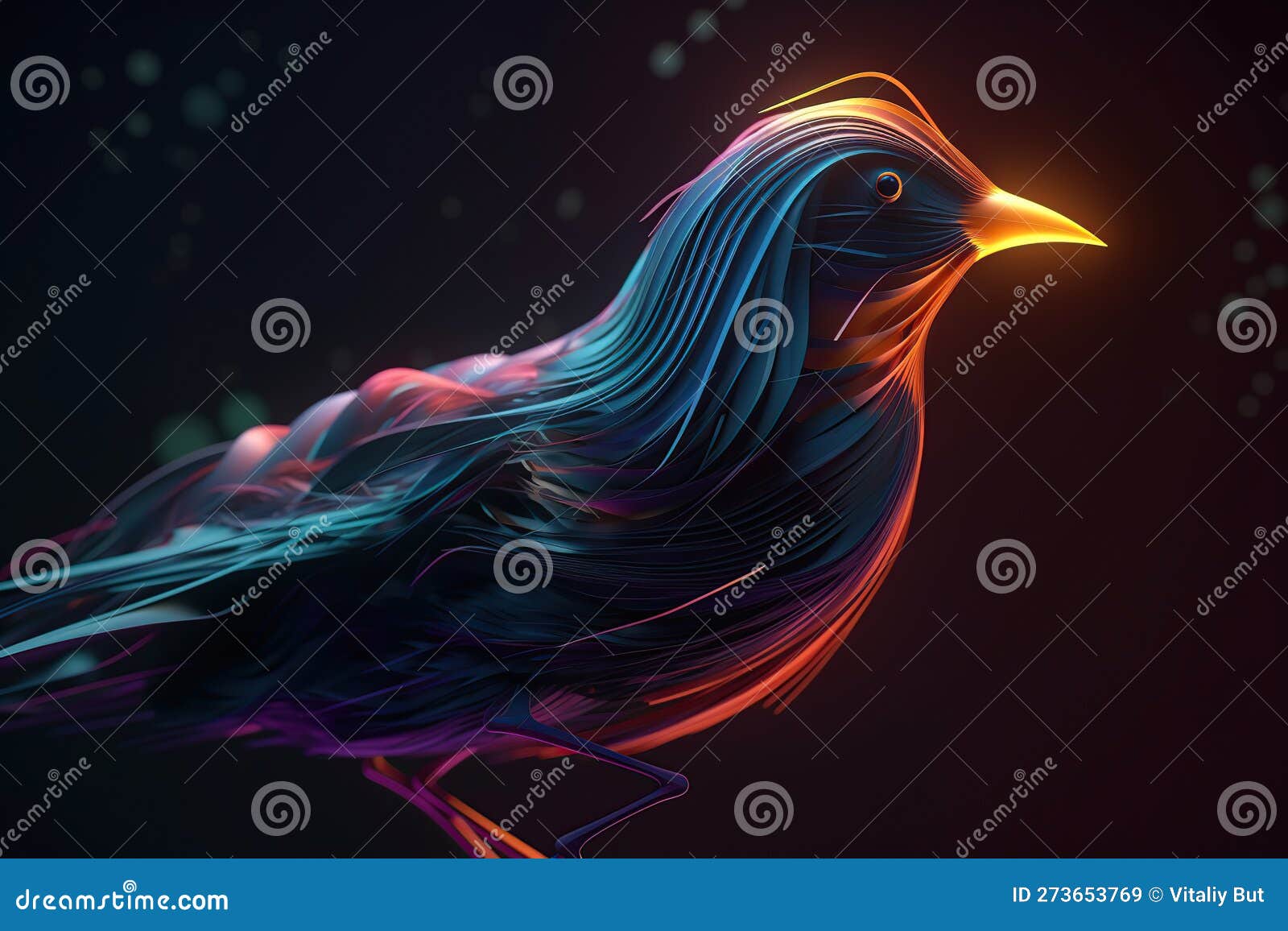 Futuristic Glowing Low Poly Flying Bird, Abstract Dark Bird Isolated on ...