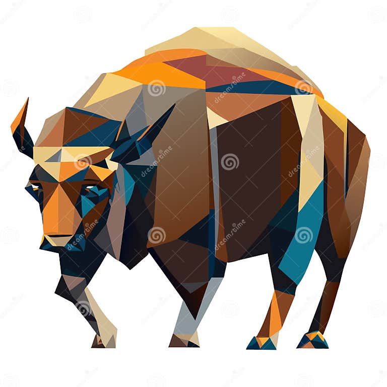 Low Poly Illustration of a Bison. Geometric Polygonal Illustration ...