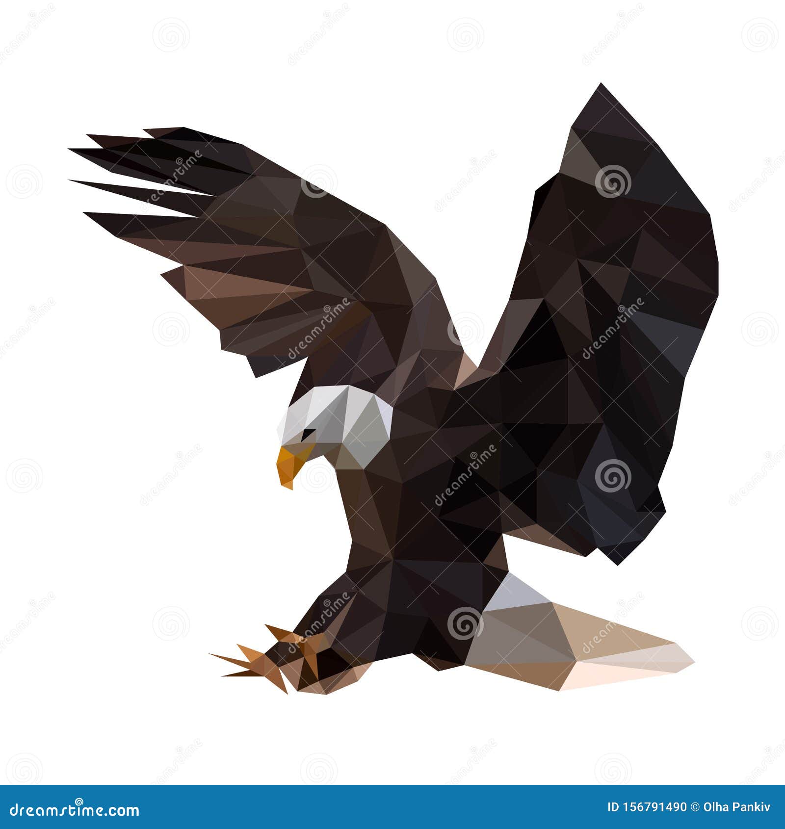 Low Poly Illustration Black Eagle Stock Vector - Illustration of flight ...
