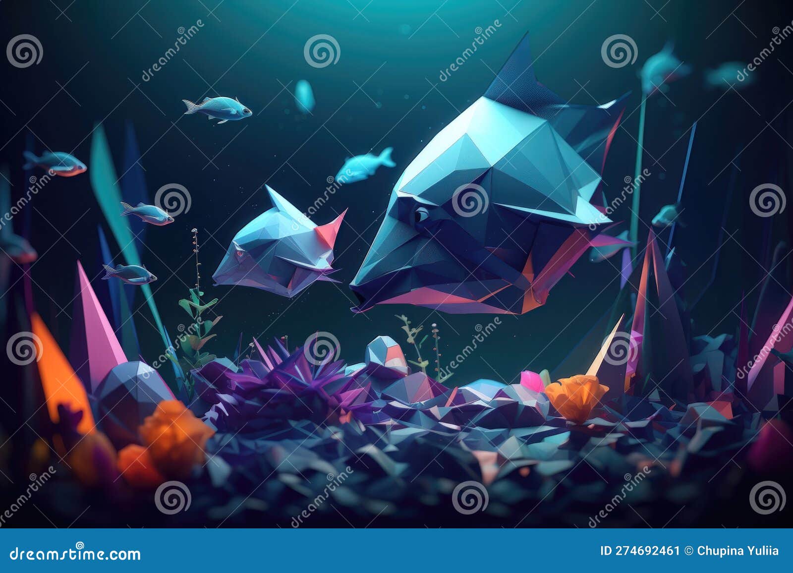 Low Poly Illustration of Fish. AI Generated Stock Illustration ...