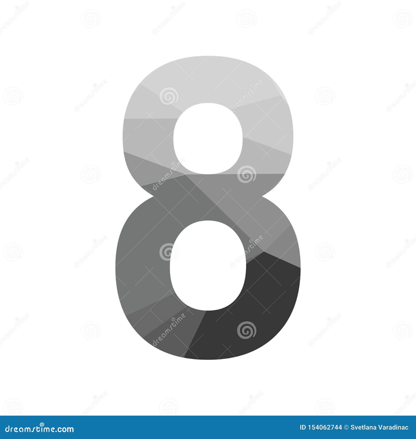 Grey Vector Polygon Eight Number Font with Long Shadow. Stock Vector ...