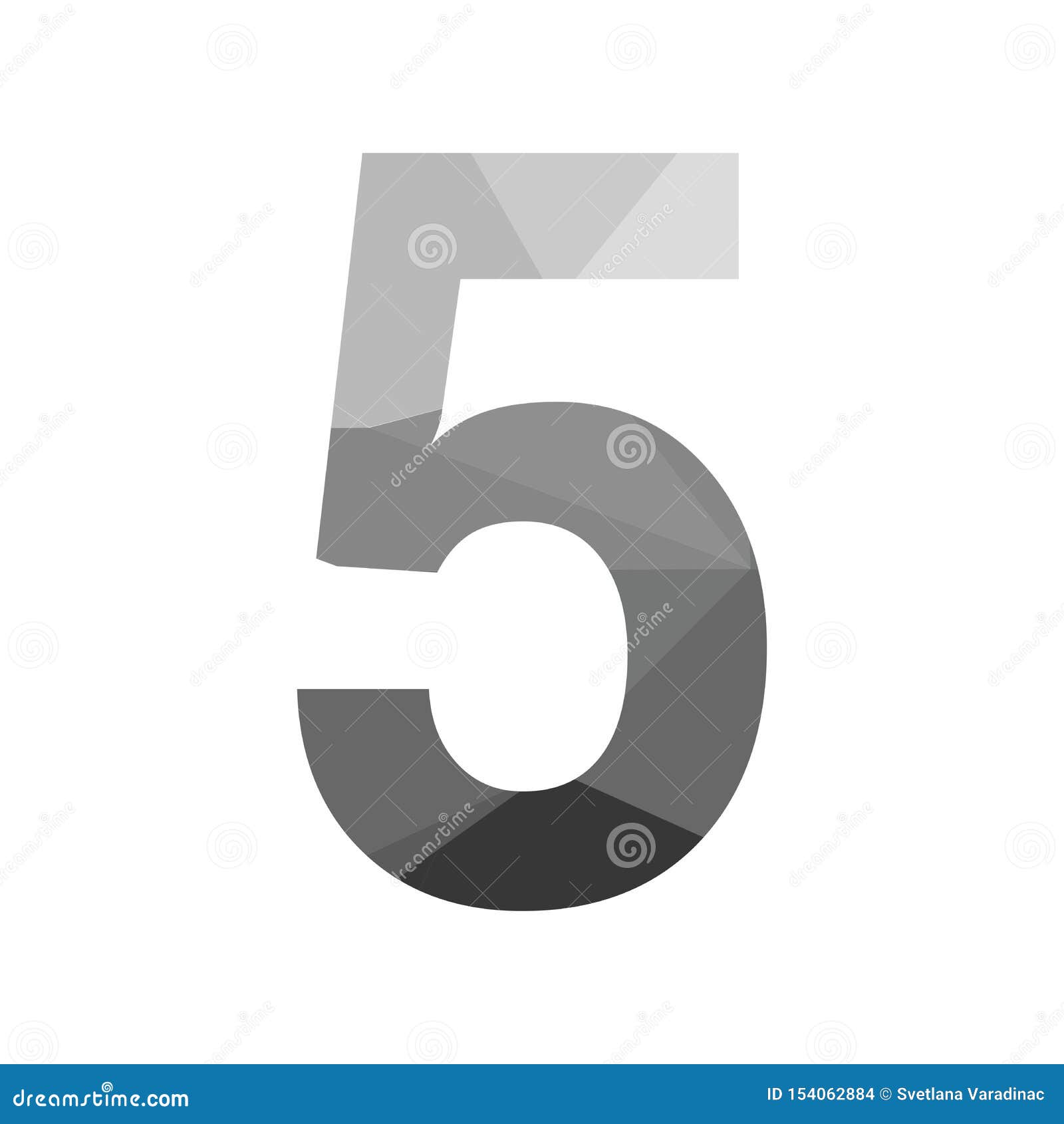 Grey Vector Polygon Five Number Font with Long Shadow. Stock Vector ...