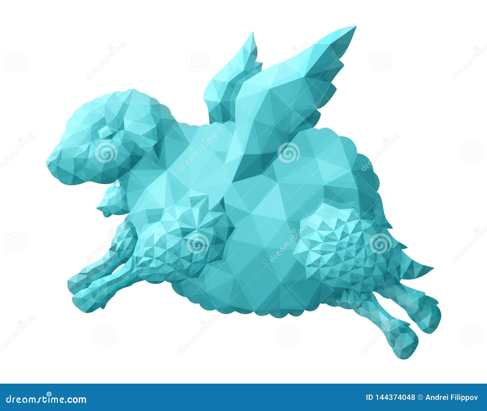 Low Poly Illustration with Light Blue Flying Sheep Stock Vector ...